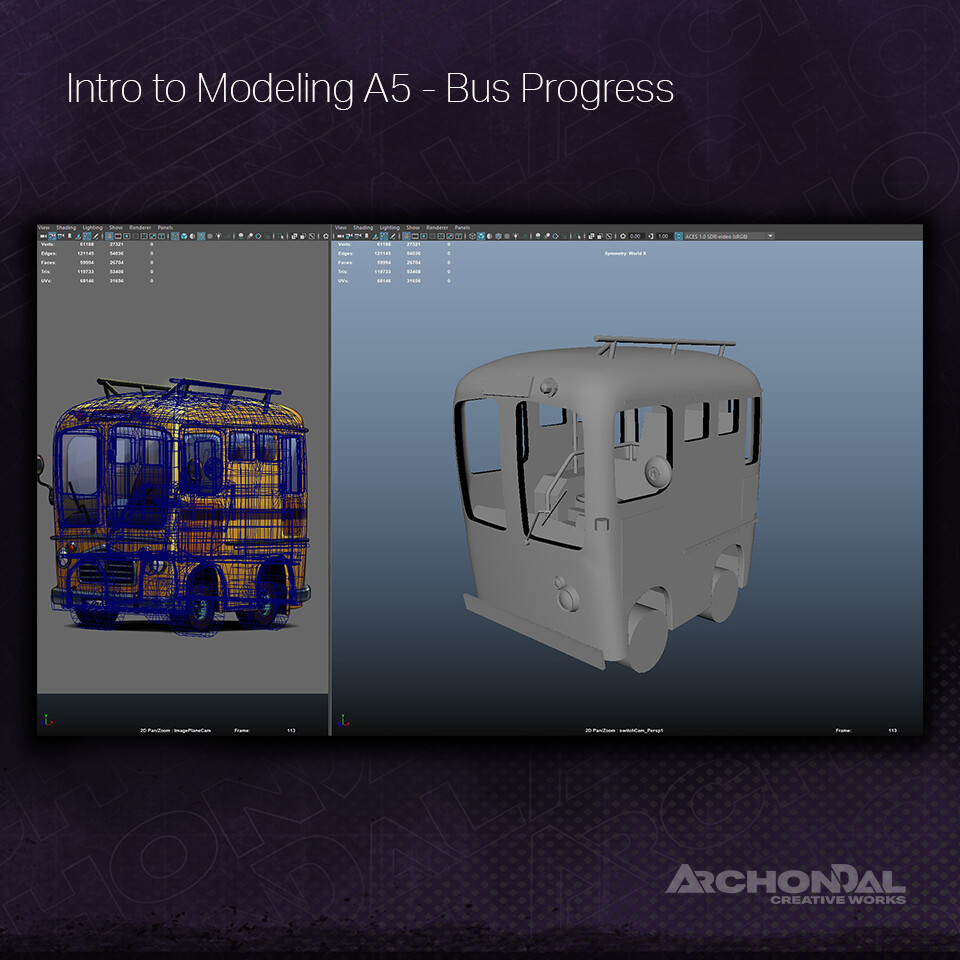 ArtStation - Intro to Modeling A5 - Bus Progress