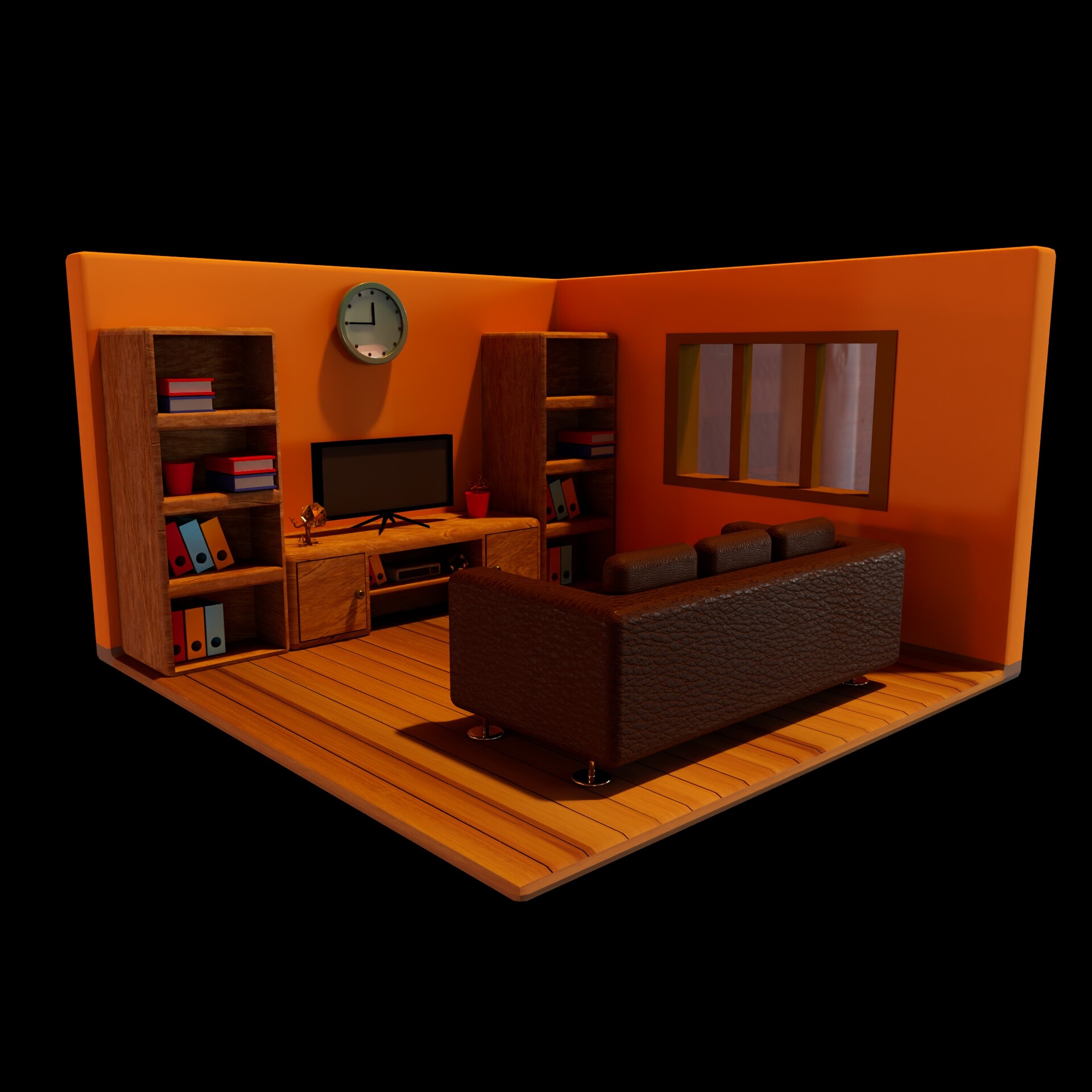 ArtStation - 3D Isometric Model of TV lounge