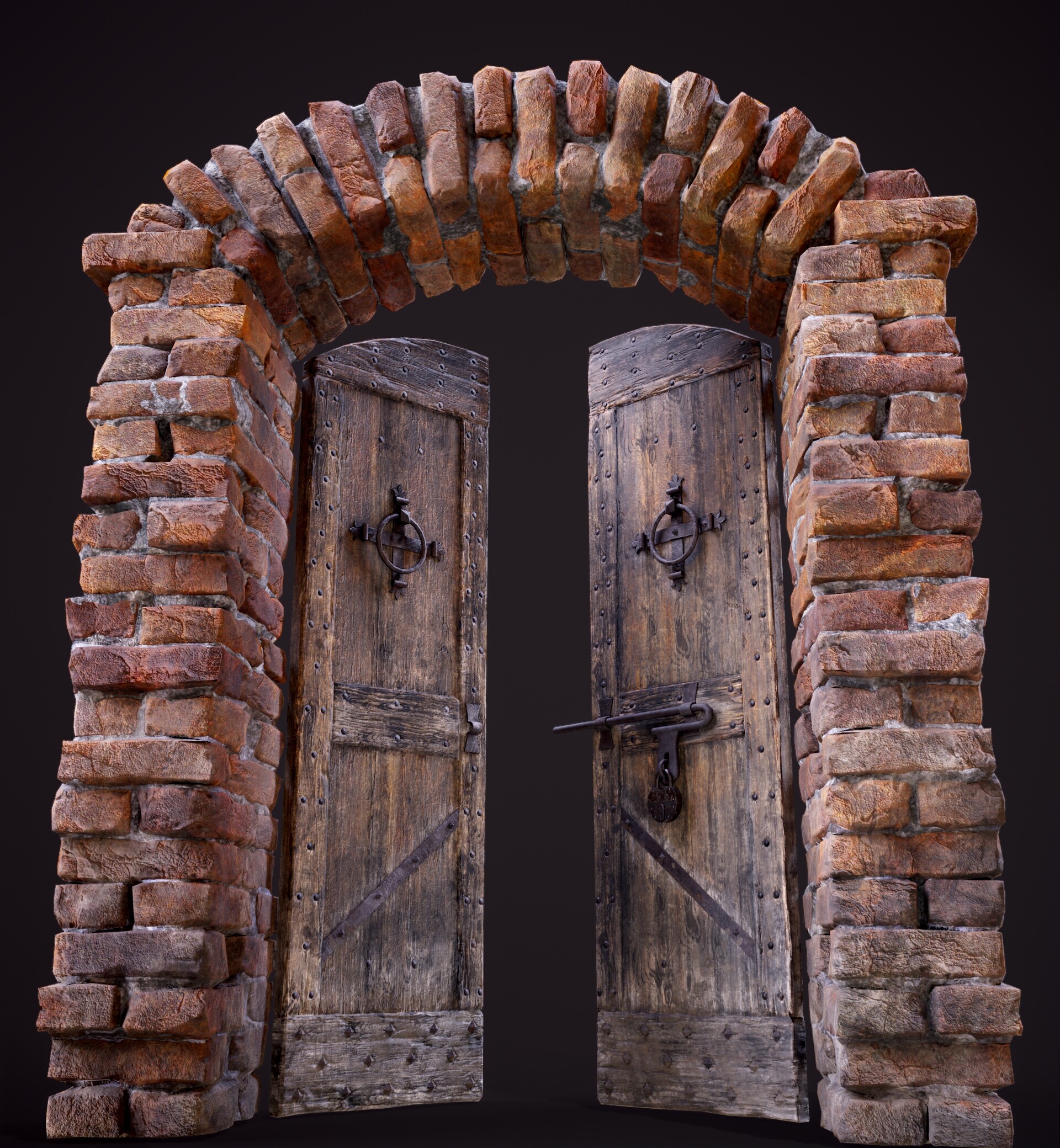 ArtStation - Old wooden Door with a Brick Arch