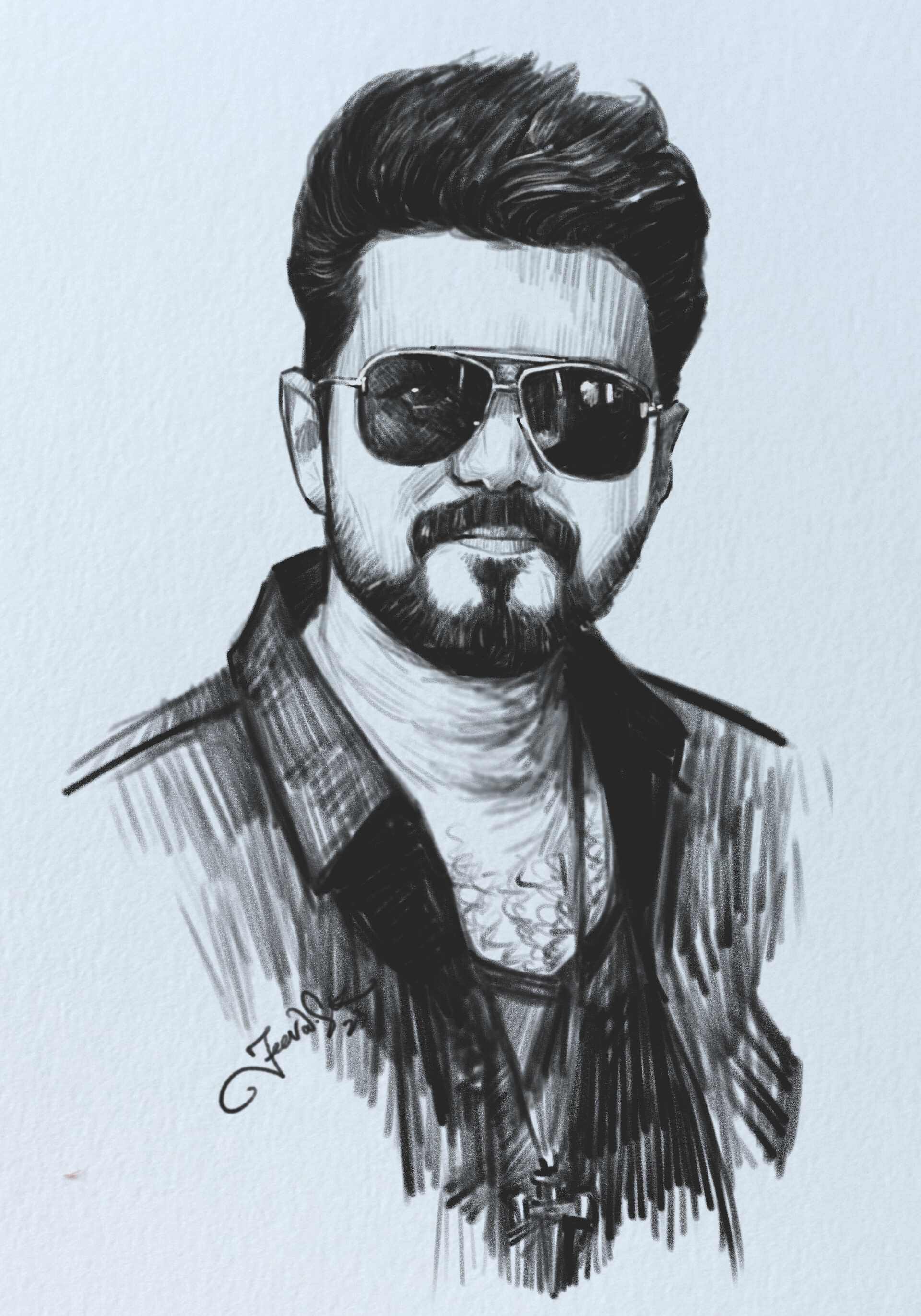ArtStation - #LeoBlockbuster Thalapathy Vijay Charcoal Pencil Sketch ...