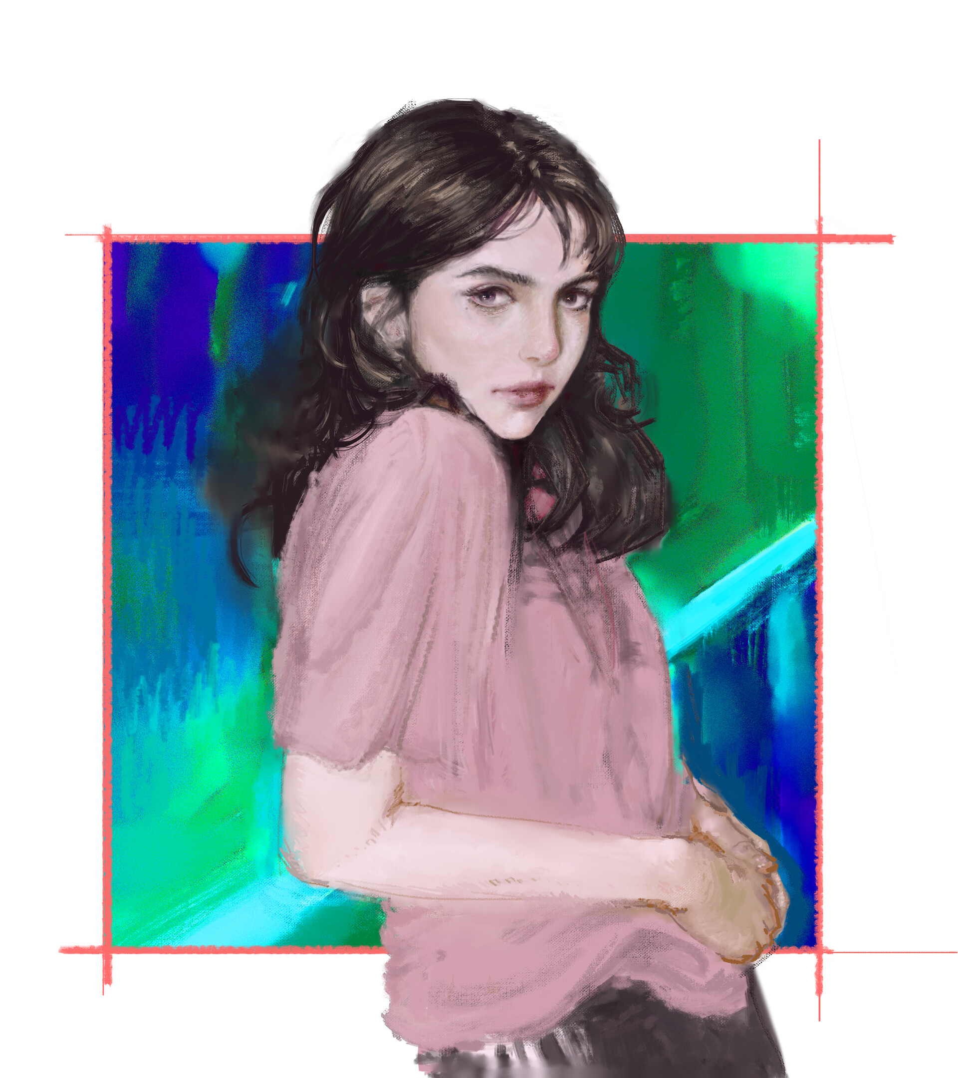 ArtStation - 靠在阳台的女孩