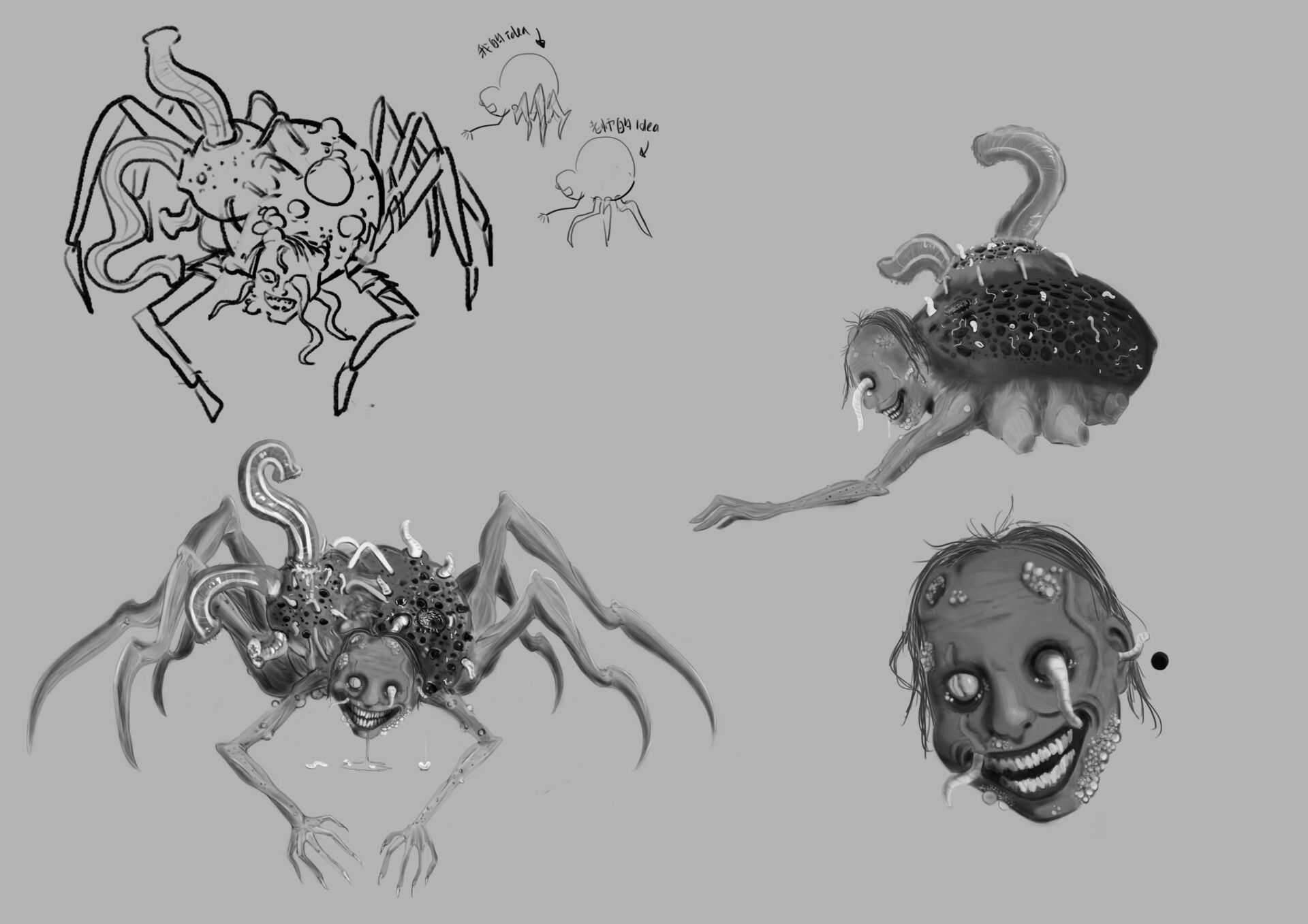 spider monster drawing