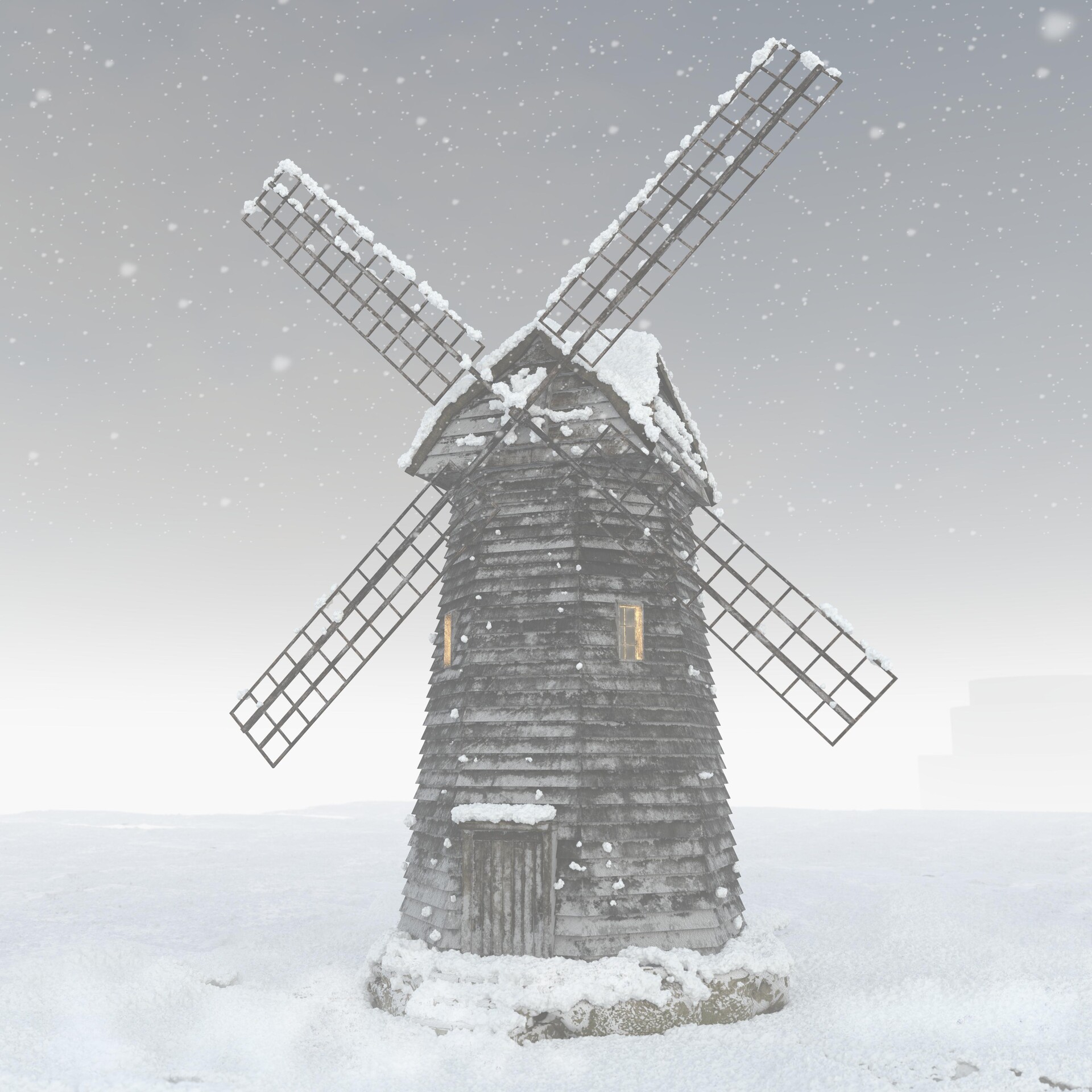 ArtStation - windmill in snowland