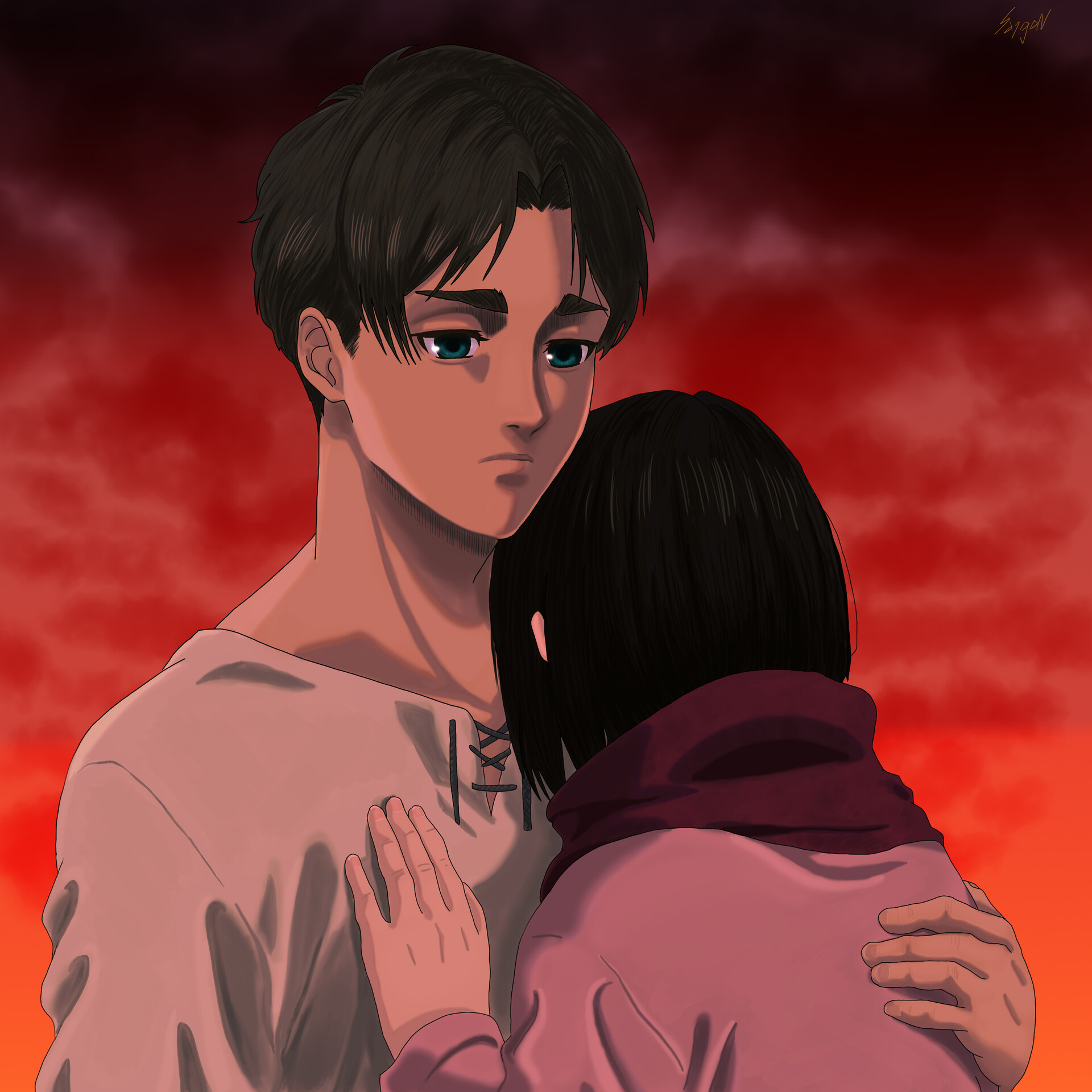 ArtStation - Eren and Mikasa