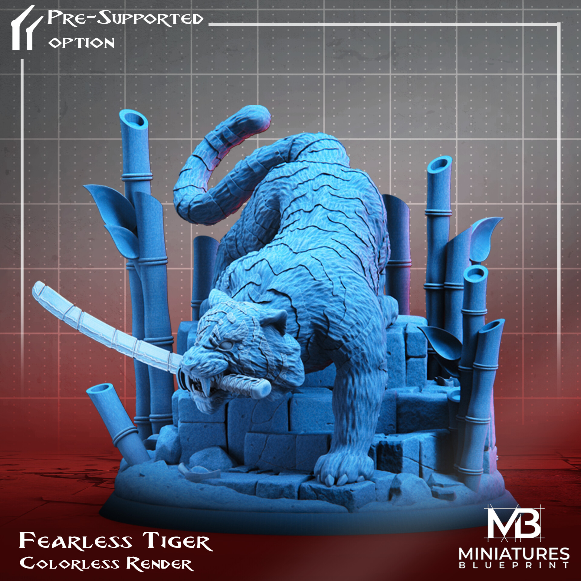 Miniatures Blueprint - Fearless Tiger - 3D Printable file