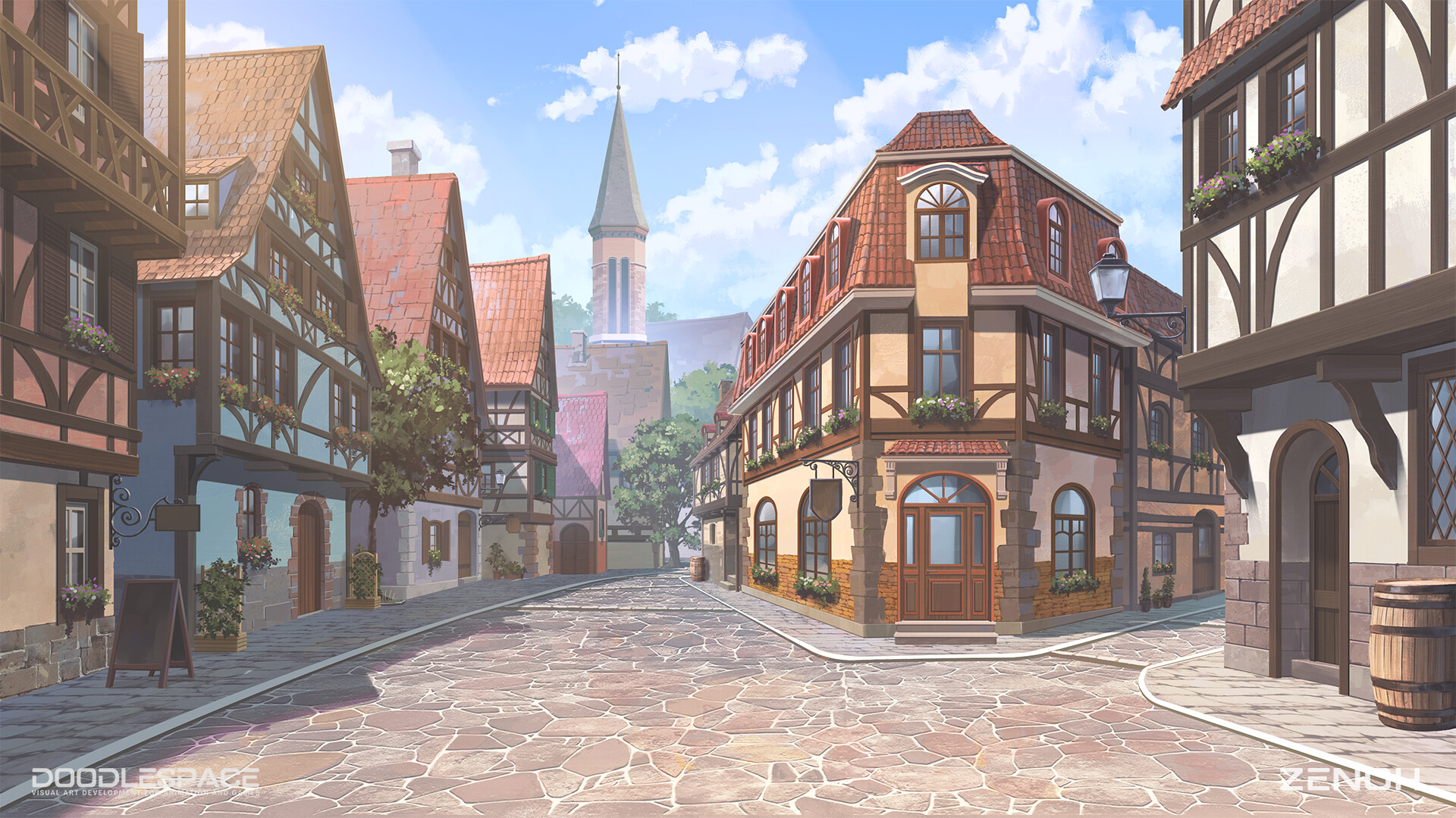 Small Anime Town Backgrounds Small Fairy Tale Town Fictie Achtergrond