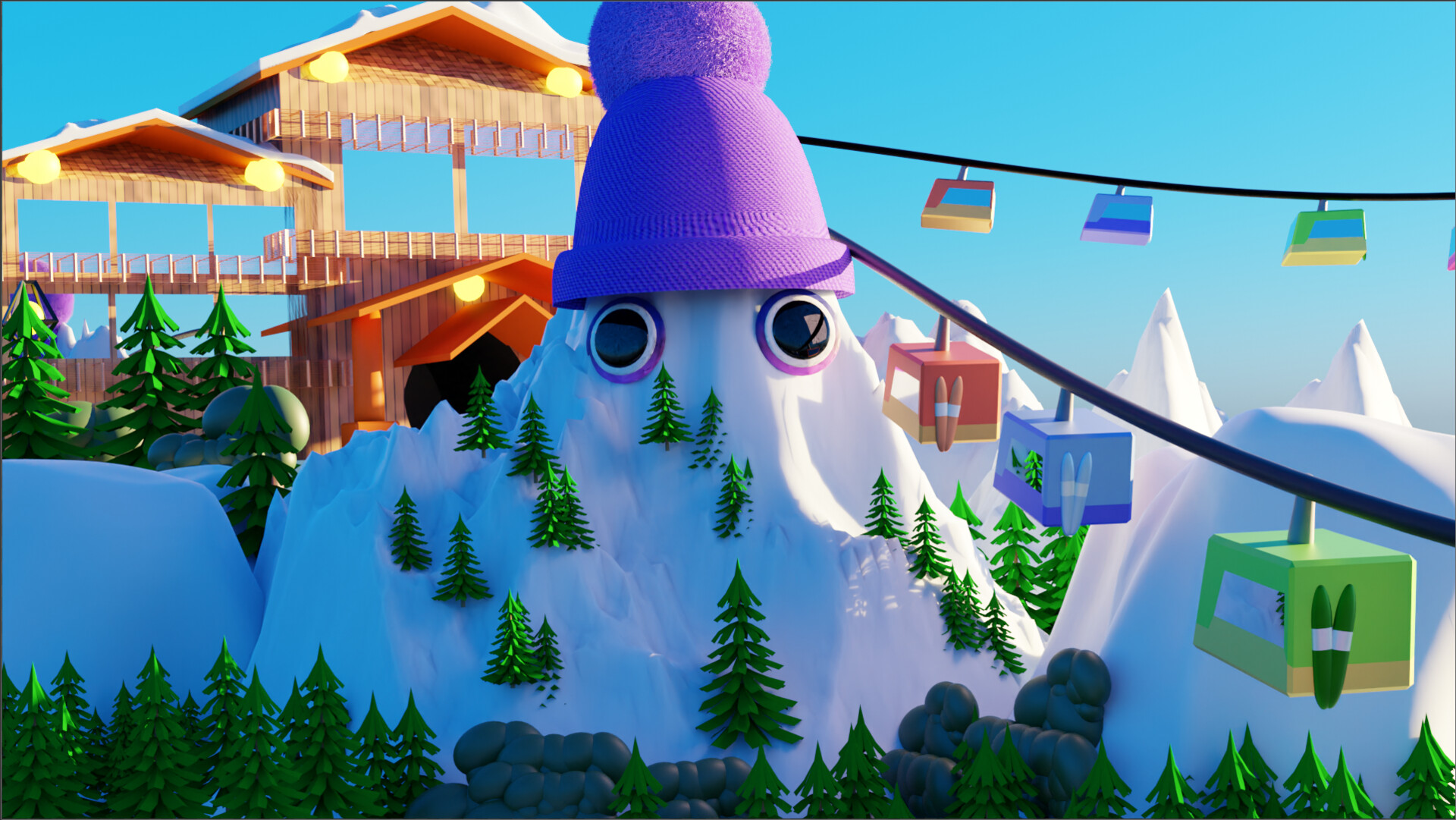 ArtStation - Ski resort 3D environment model