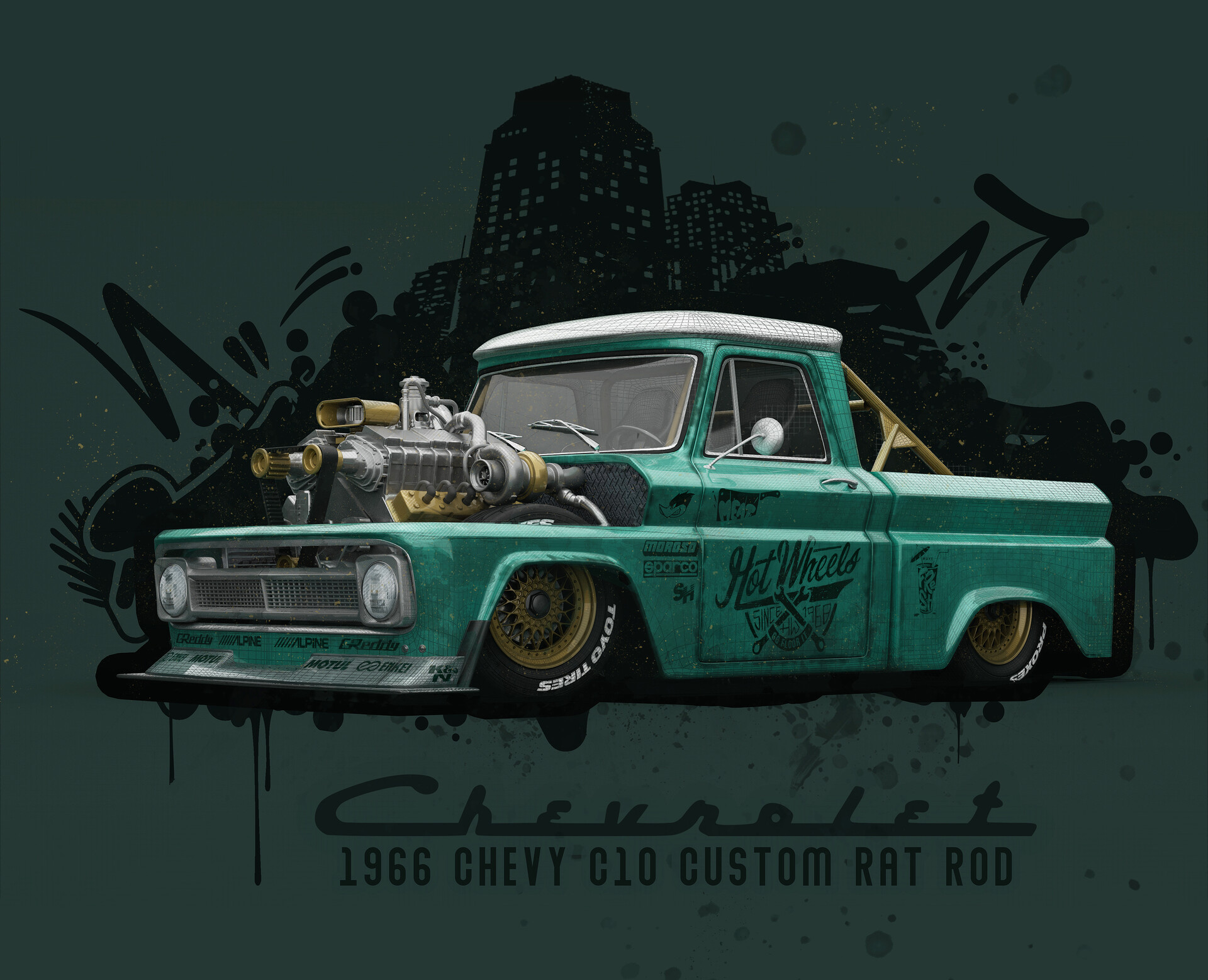 ArtStation - 1966 Chevy C10 Custom Rat Rod