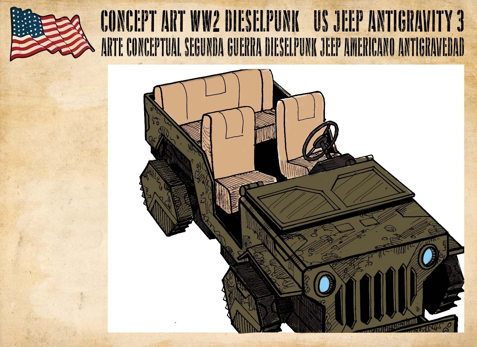 ArtStation - ww2 dieselpunk vehicle jeep 3