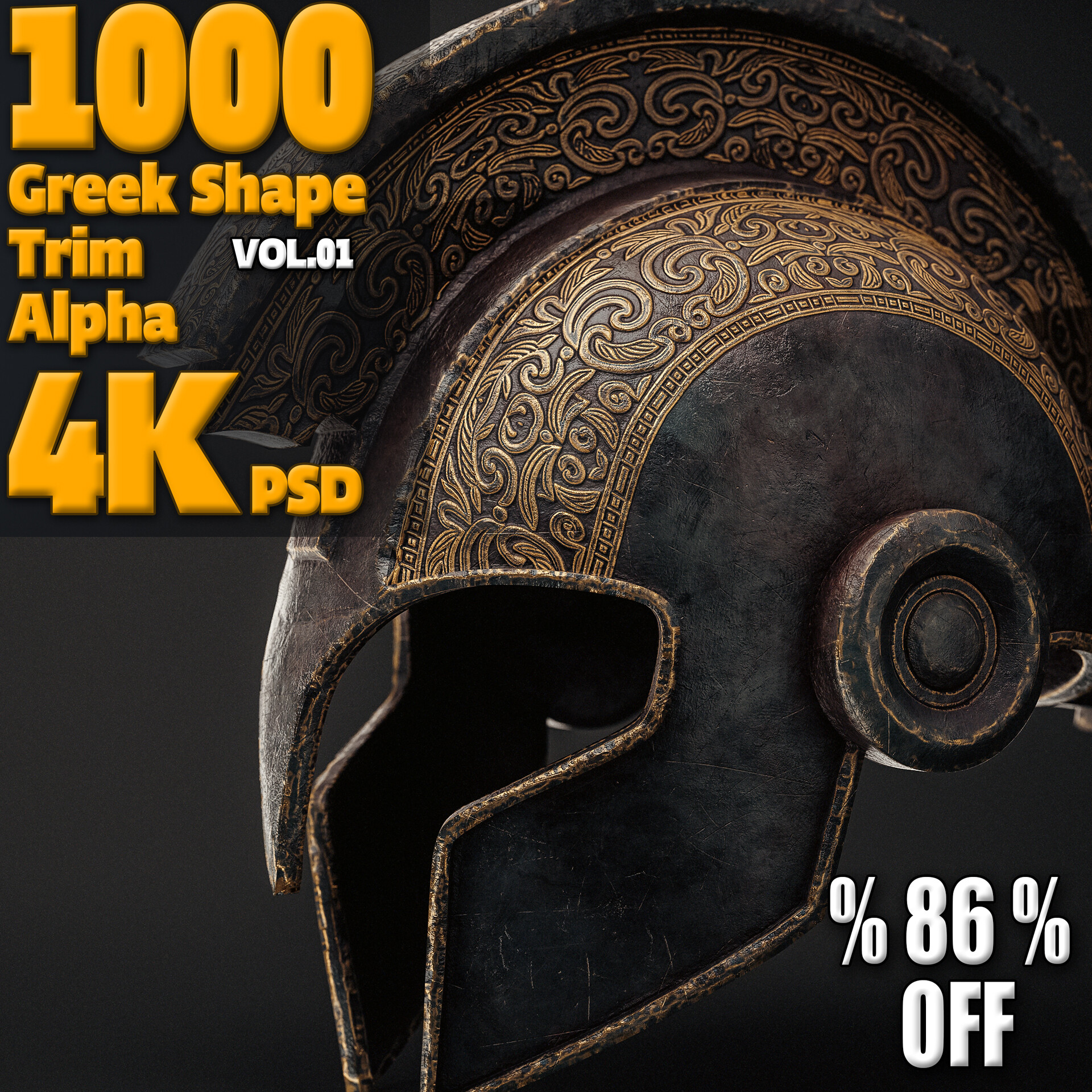 ArtStation - 1000 Greek Shape Trim Alpha + 4K + PSD + High Quality Vol.01