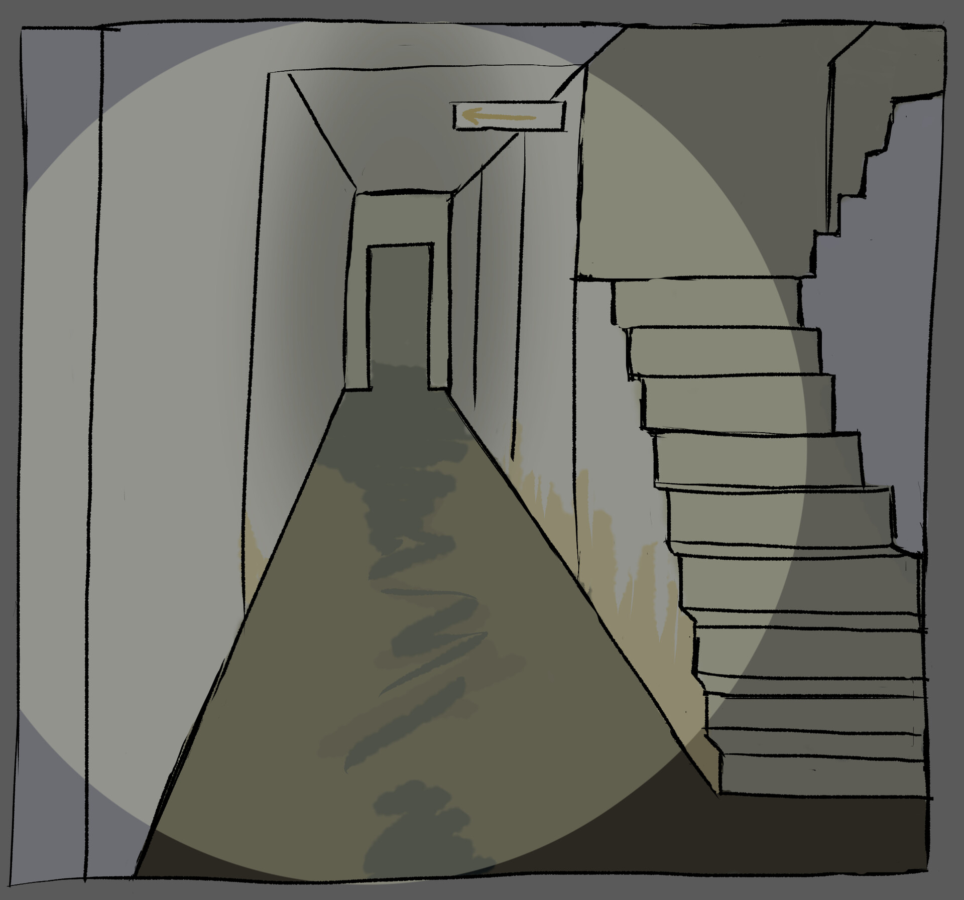 ArtStation - Creepy Hallway and Stairs