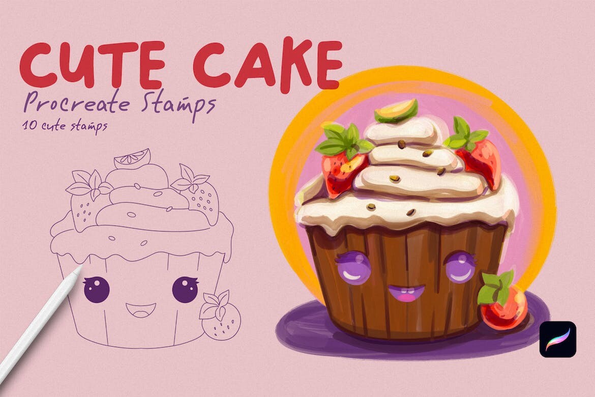 ArtStation - Cute Cake Stamps for Procreate