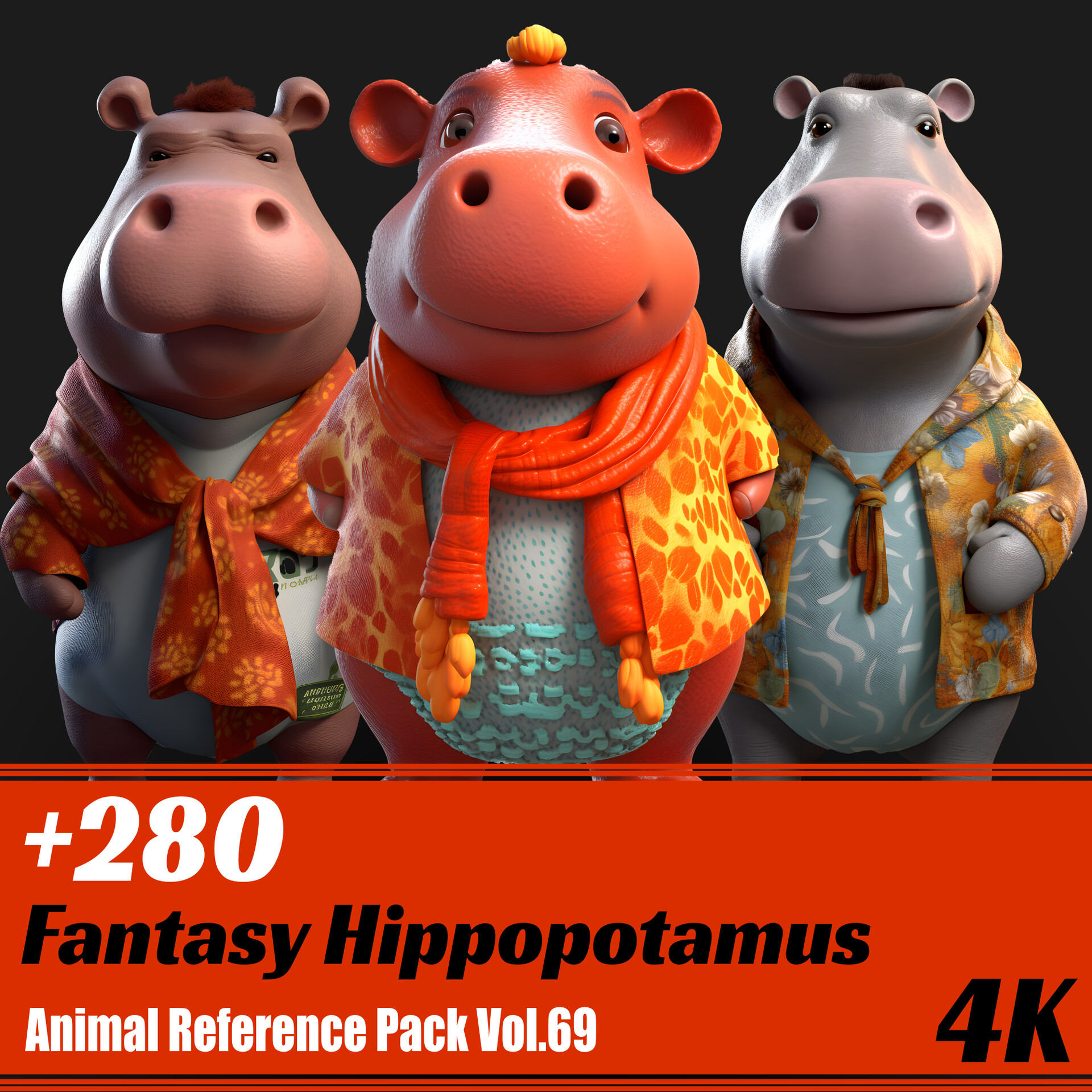ArtStation - +280 Fantasy Hippopotamus | 4K | Animal Reference Pack Vol.69
