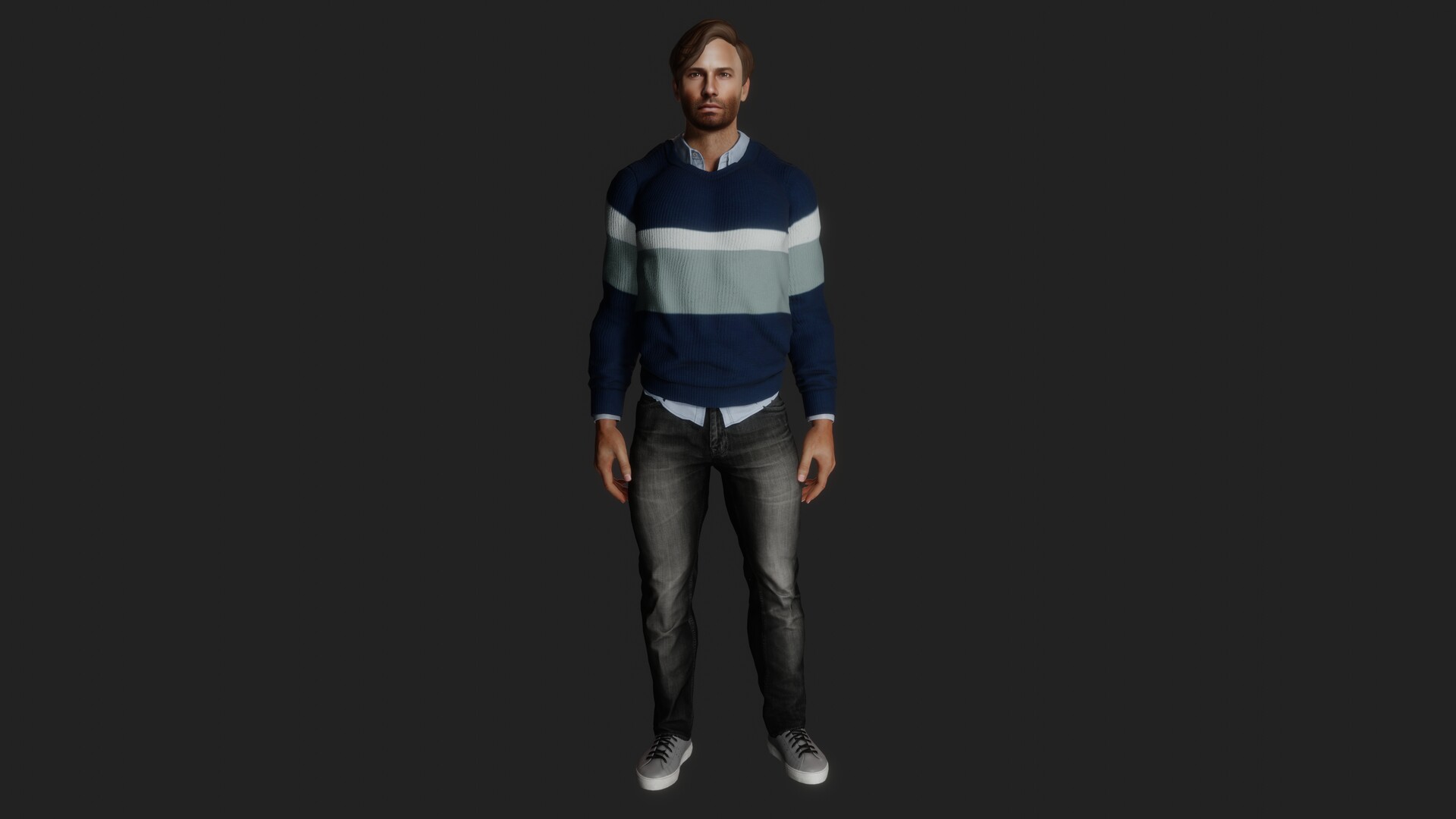 ArtStation - Realistic 3D Model of a 35-Year-Old Man in Blue Sweater