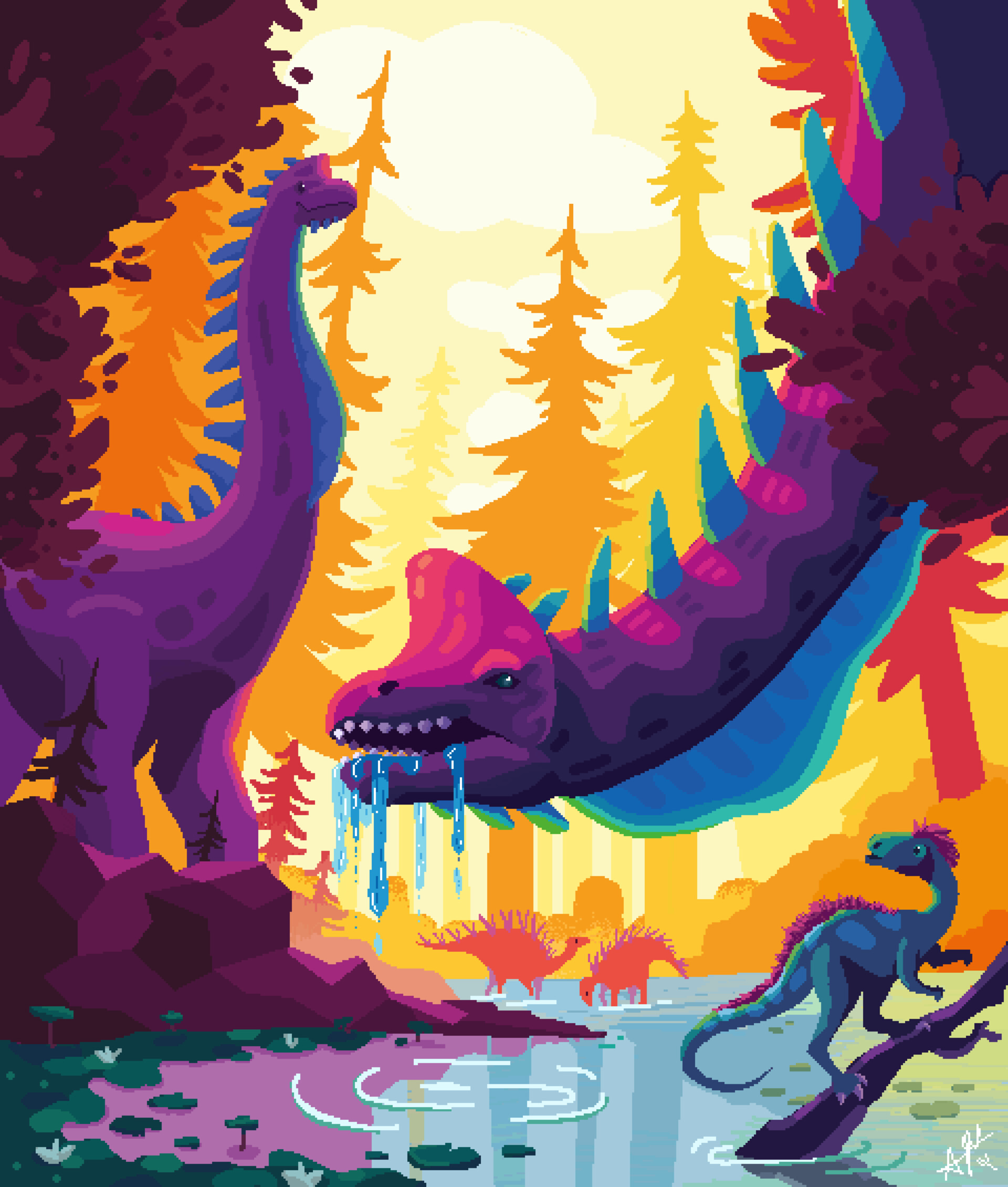 ArtStation - Dinosaurs PixelArt Illustration