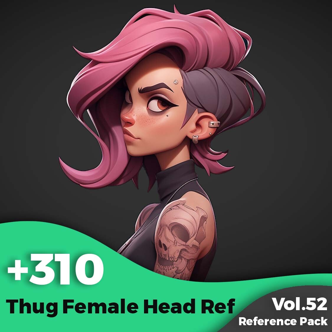 3D Head Sculpt References in 4K - Tika Art - +310 Stylized Thug Female ...