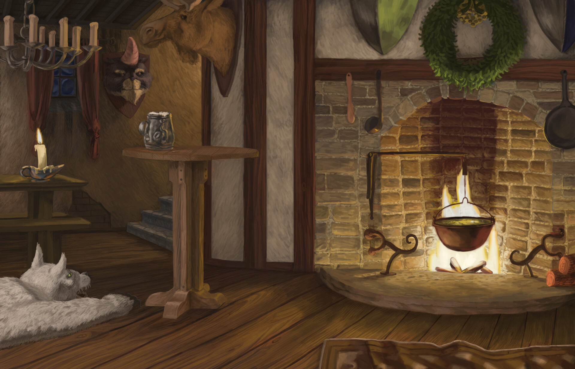 ArtStation - Tavern fire