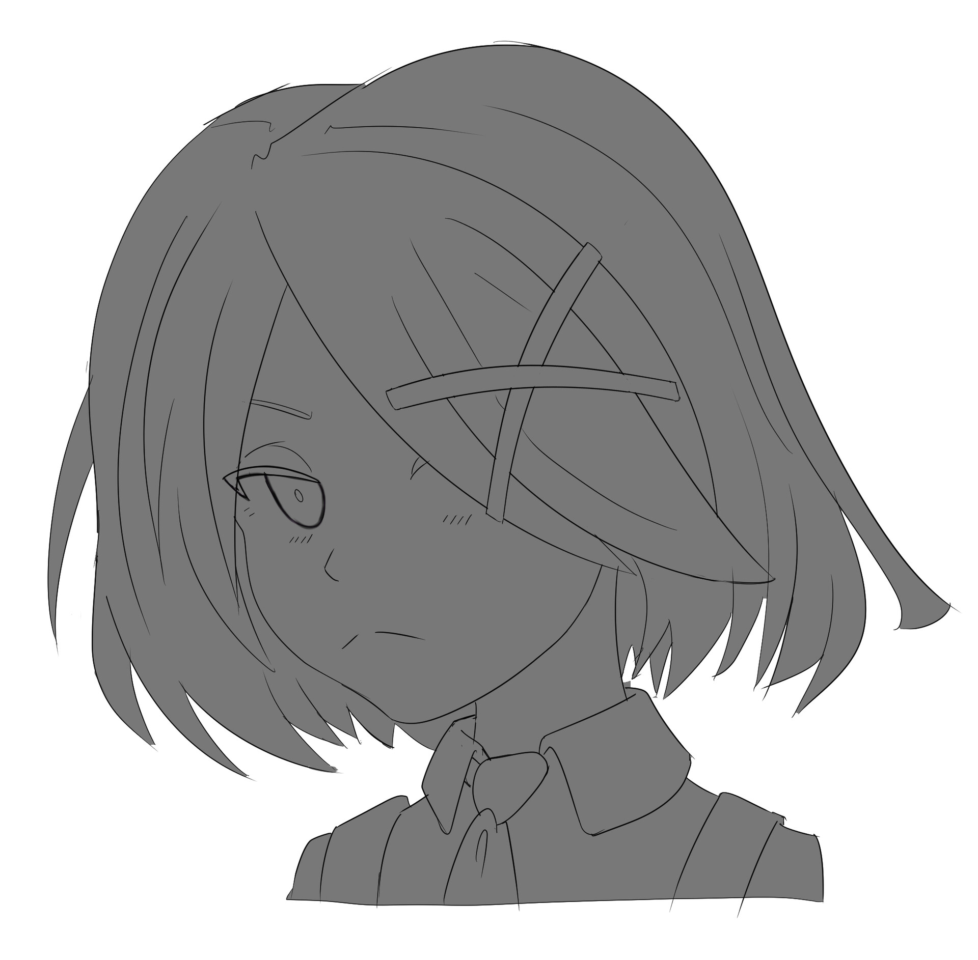 how to draw hair covering one eye