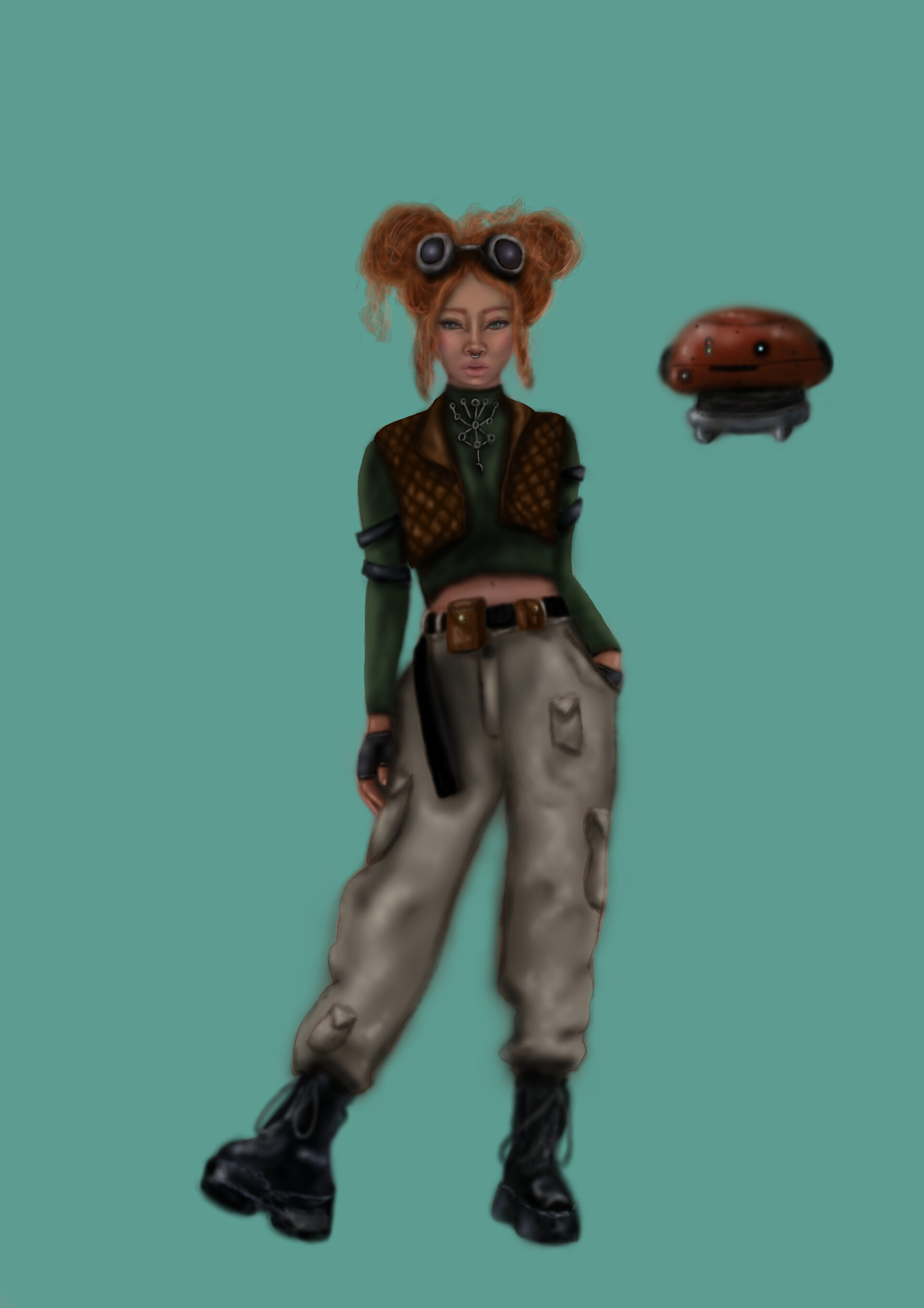 ArtStation - Grunge Steam Punk Girl with Robot