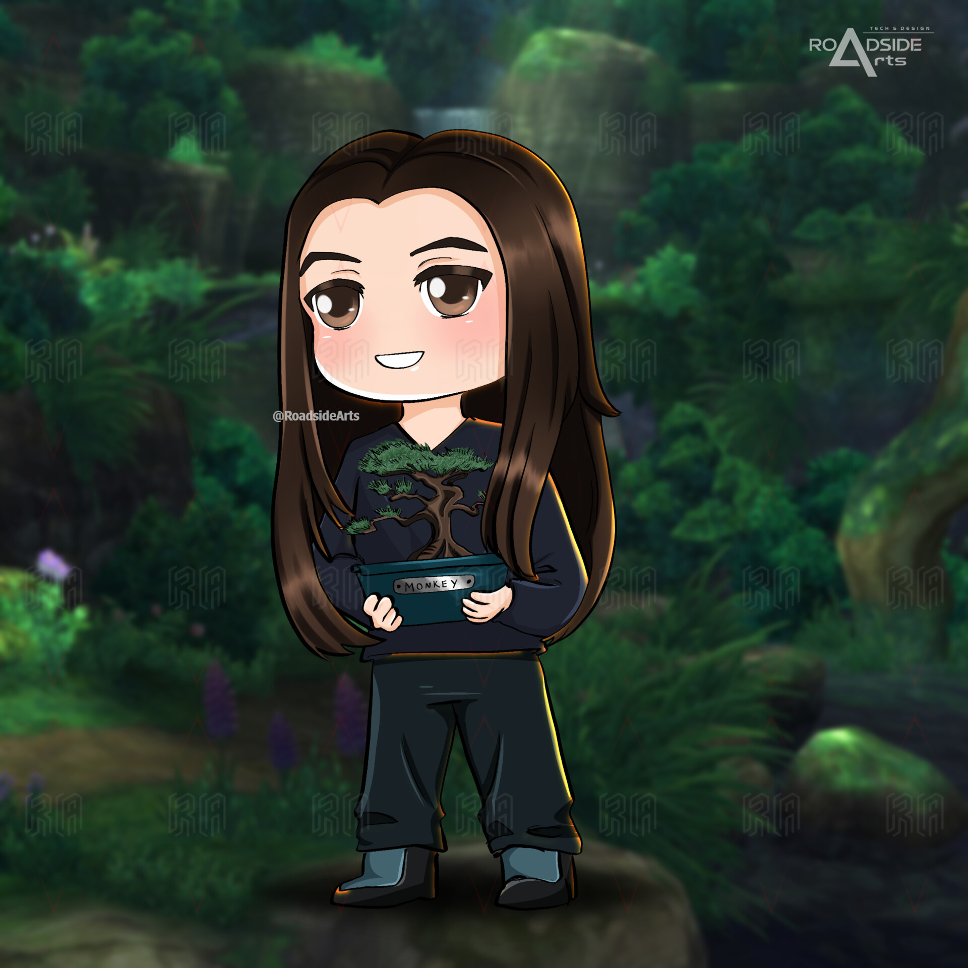 ArtStation - Chibi Artwork Bonsai Tree Lover Anime