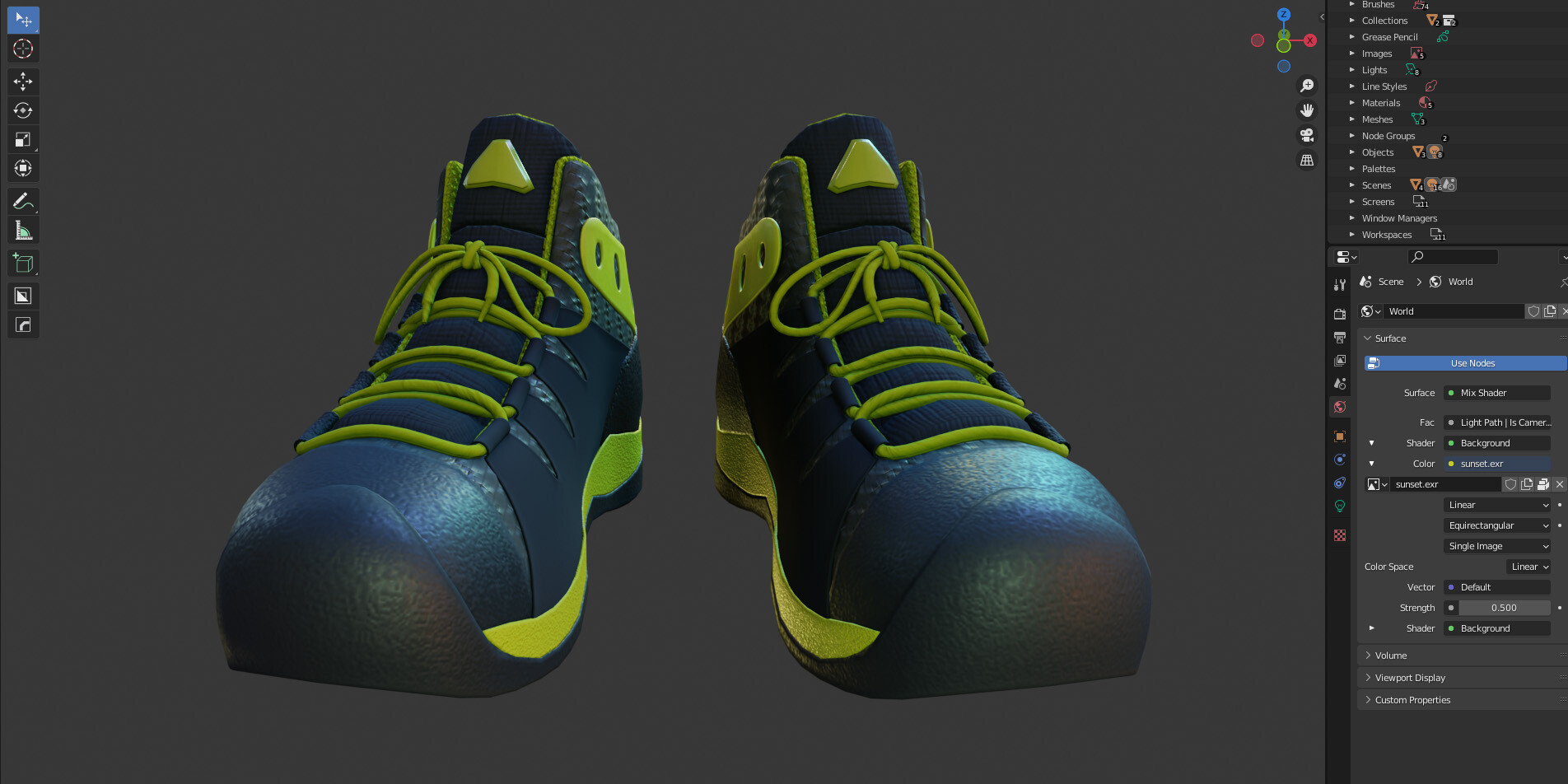 Phong Ly - 3D Modeling Shoes Style 2 - PBR - 4K Textures - Blender Cycles and Eevee