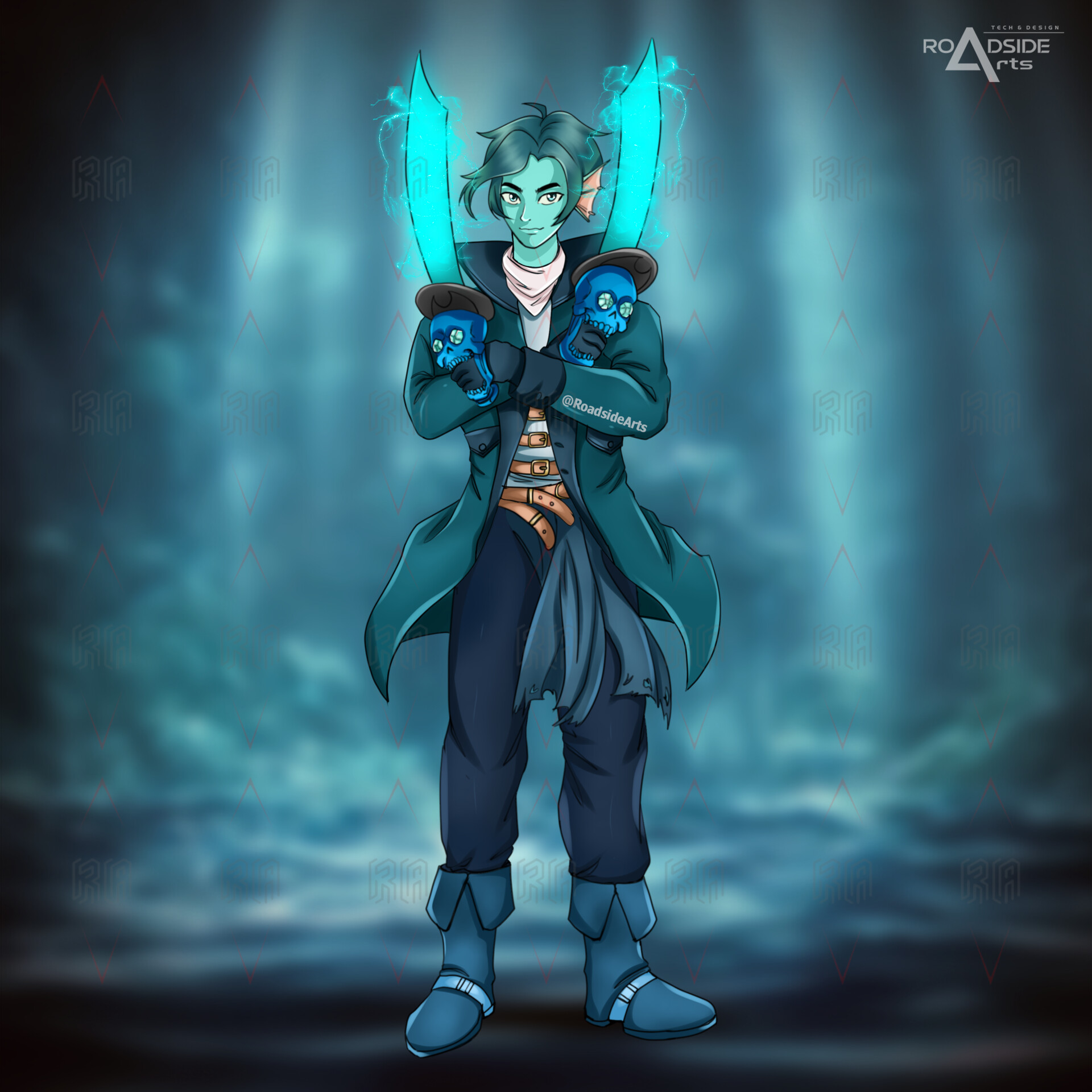 ArtStation - Anime DnD Character Atlanti Water Genasi