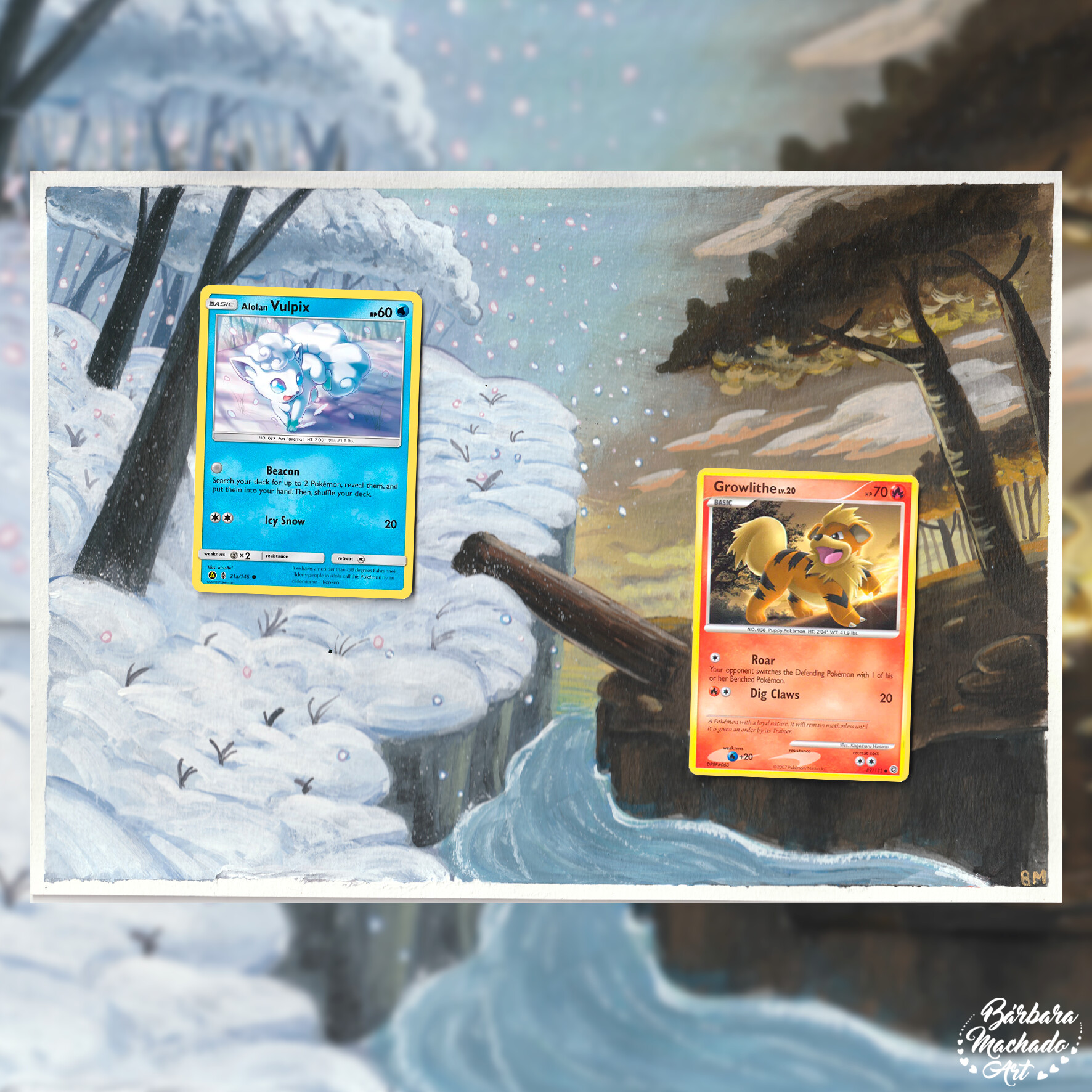 Bárbara Machado - Trading Card Composition - Pokemon Vulpix x Growlithe