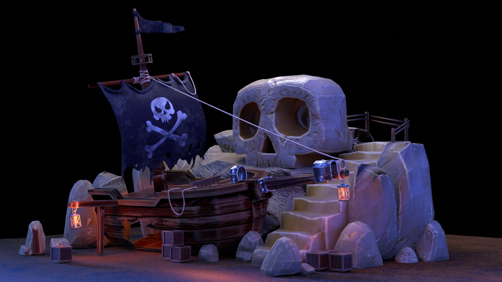 ArtStation - Isla Pirata Isométrica - LOW POLY