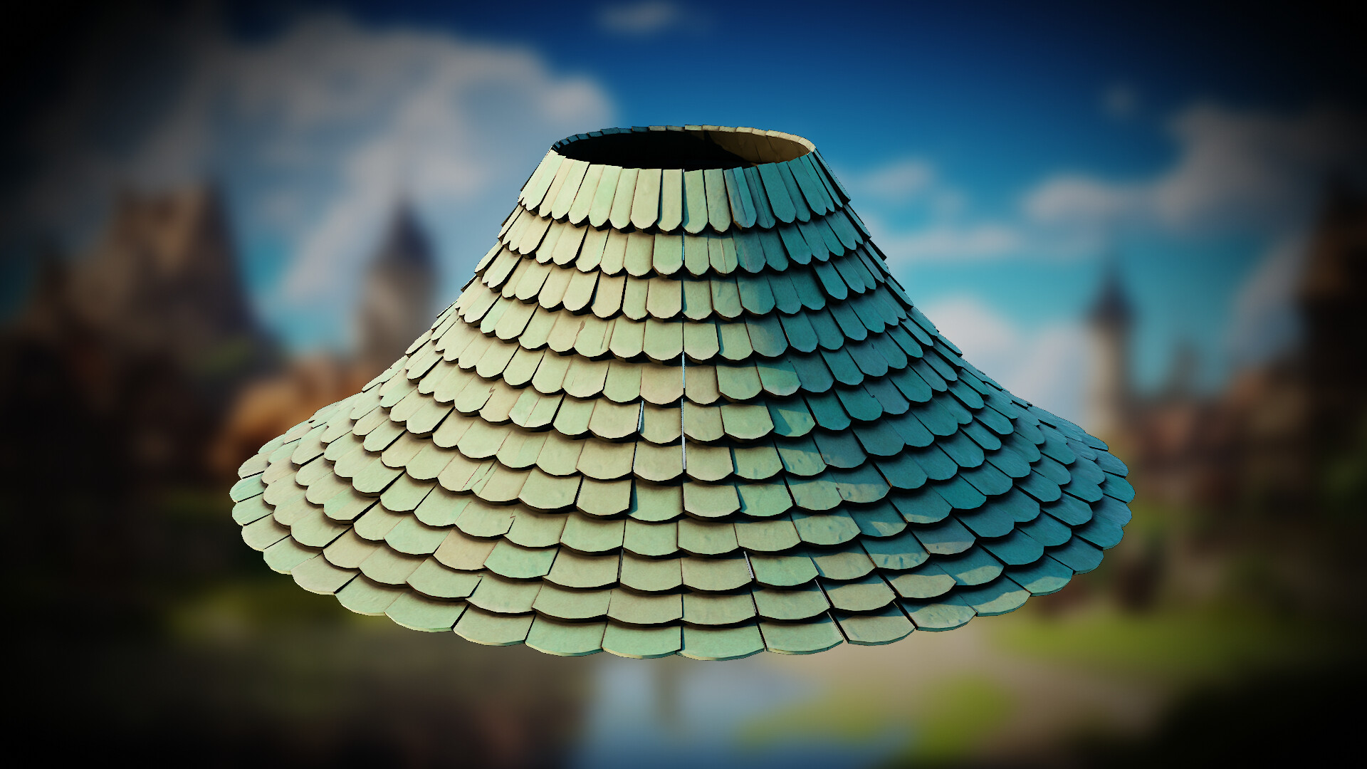 3D Tudor - Blender 4 Roof Tile Procedural Geometry Node