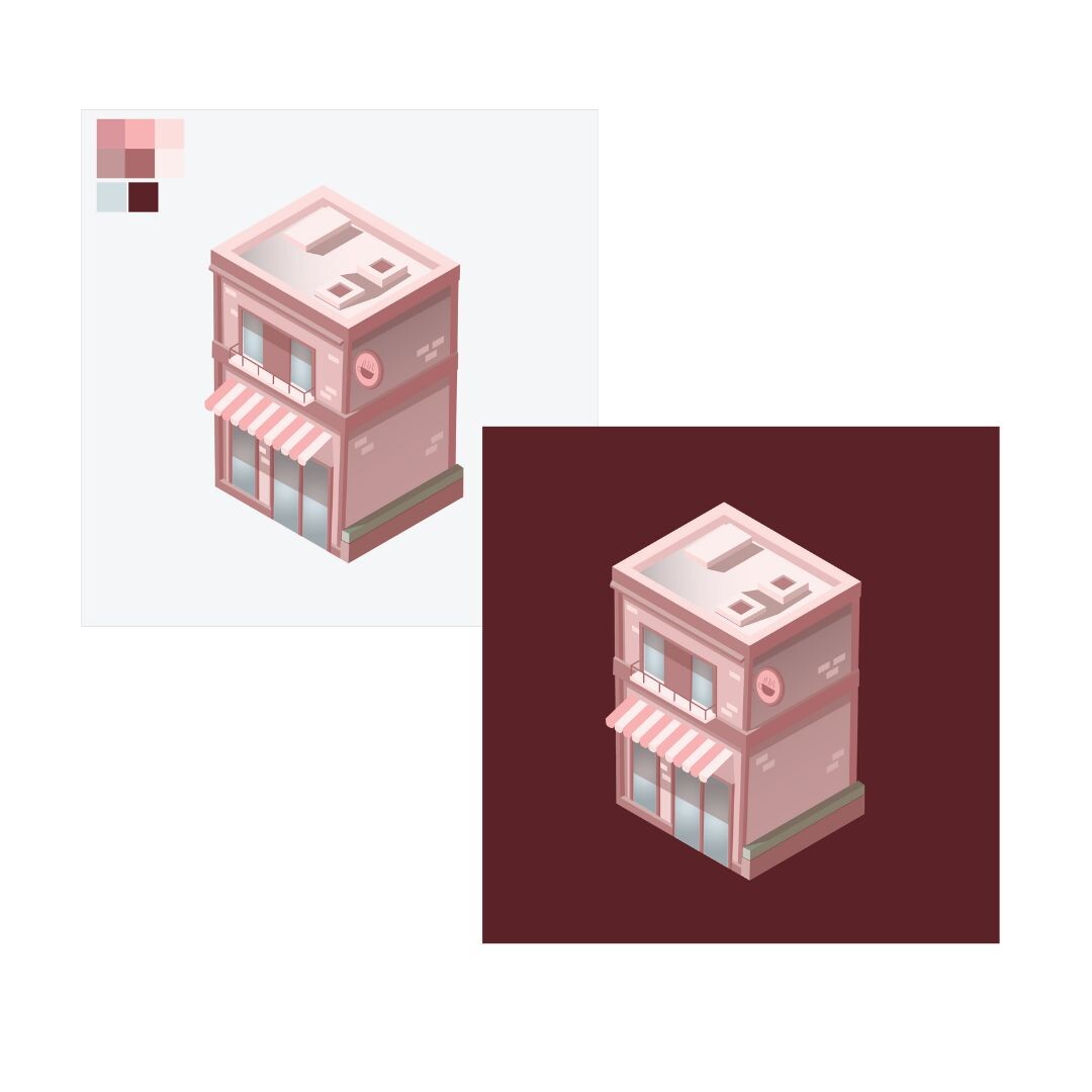 ArtStation - Isometric Perspective Cafe Building