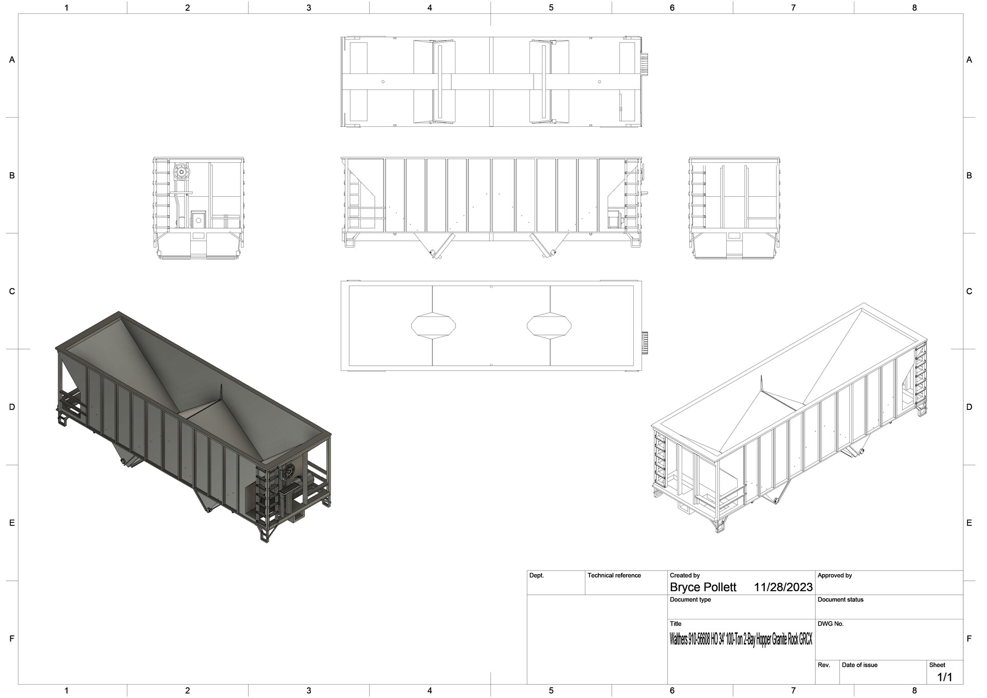 ArtStation - Walthers 34'-100-Ton 2-Bay Hopper