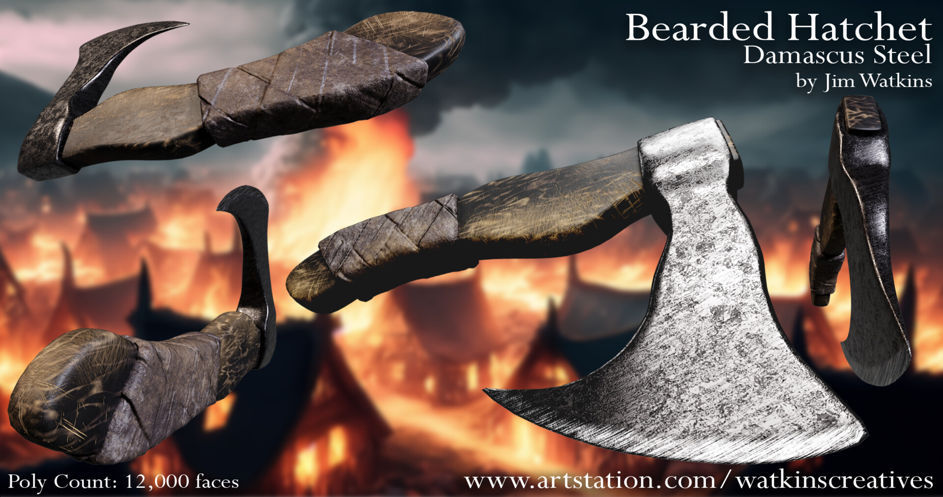 ArtStation - Bearded Hatchet - Damascus Steel