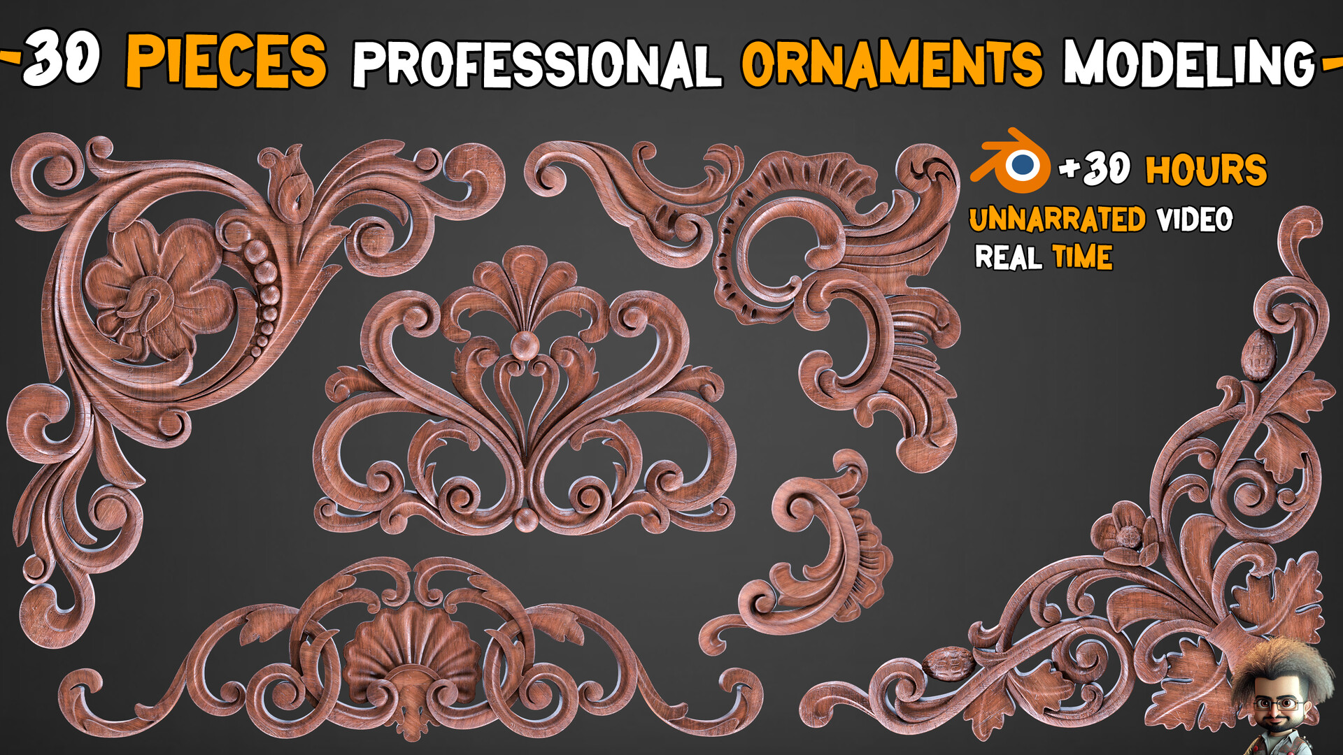 3DShop - 30 Pieces Professional Ornaments Modeling in Blender
