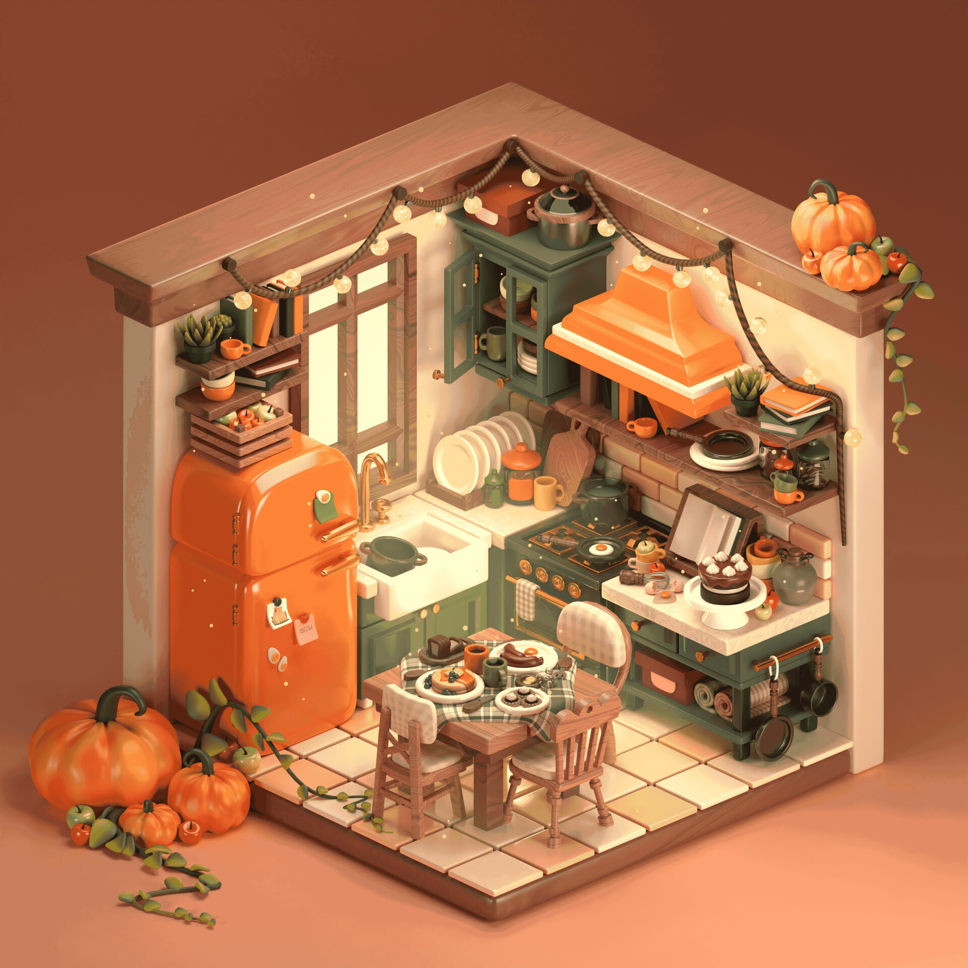 ArtStation - ISOMETRIC COZY KITCHEN