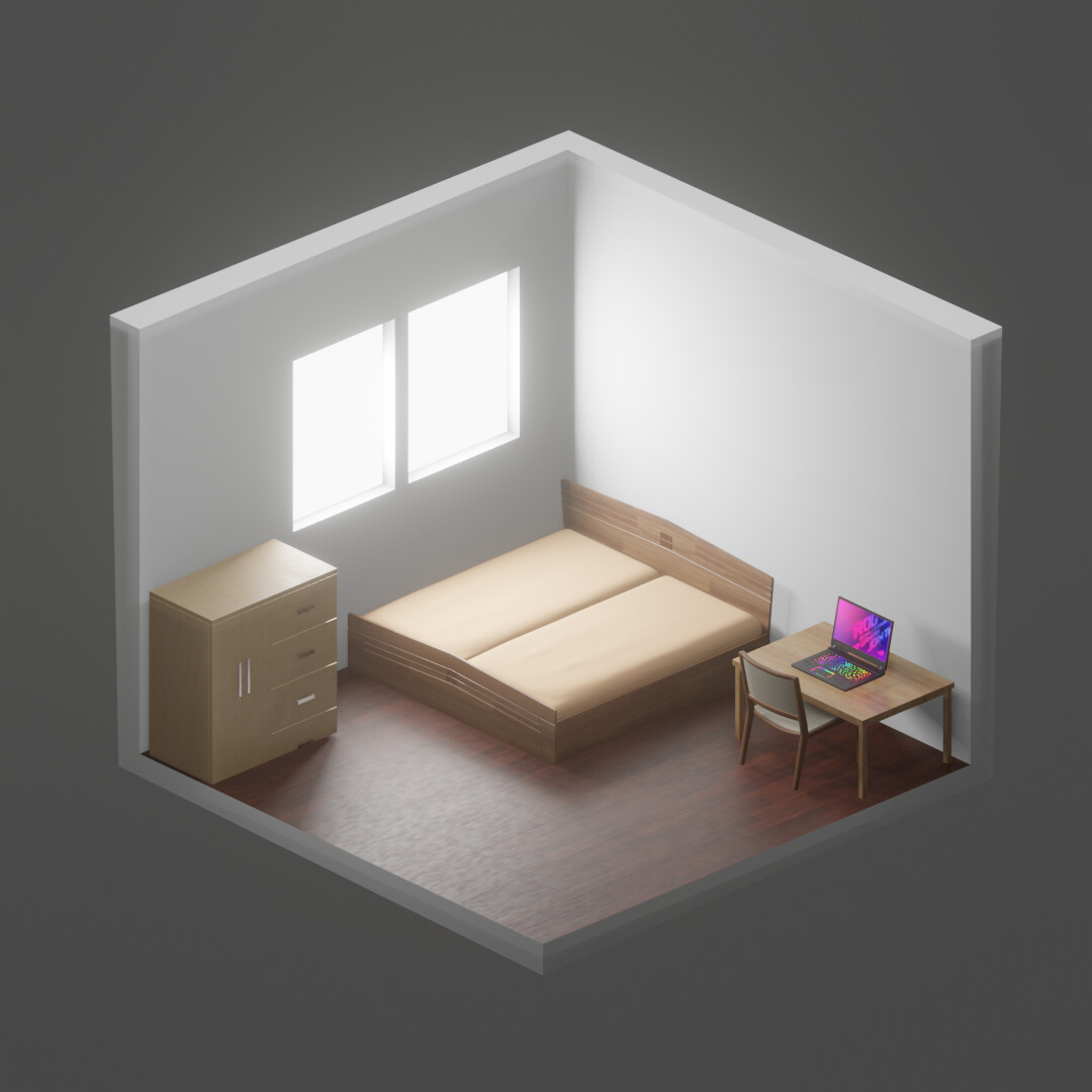 ArtStation - isometric bedroom