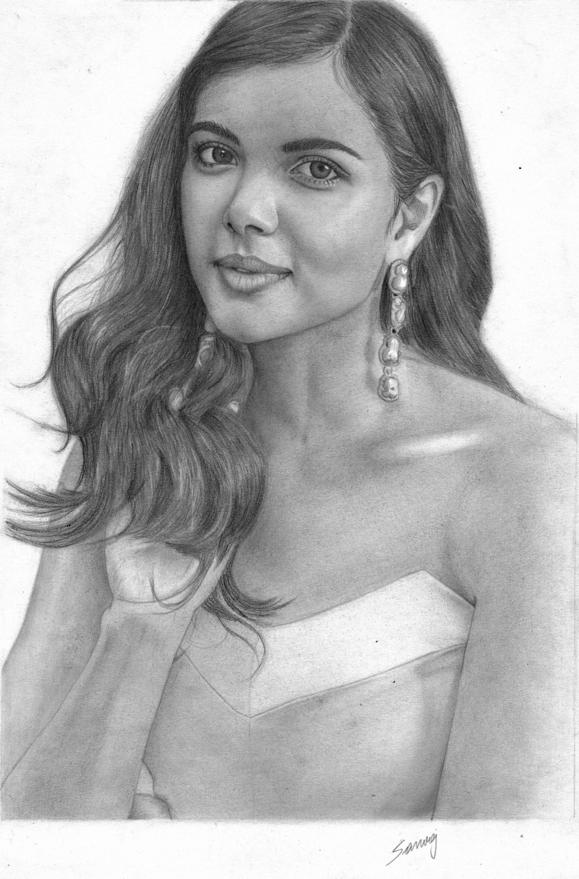 ArtStation - Kalyani Priyadarshan pencil sketch