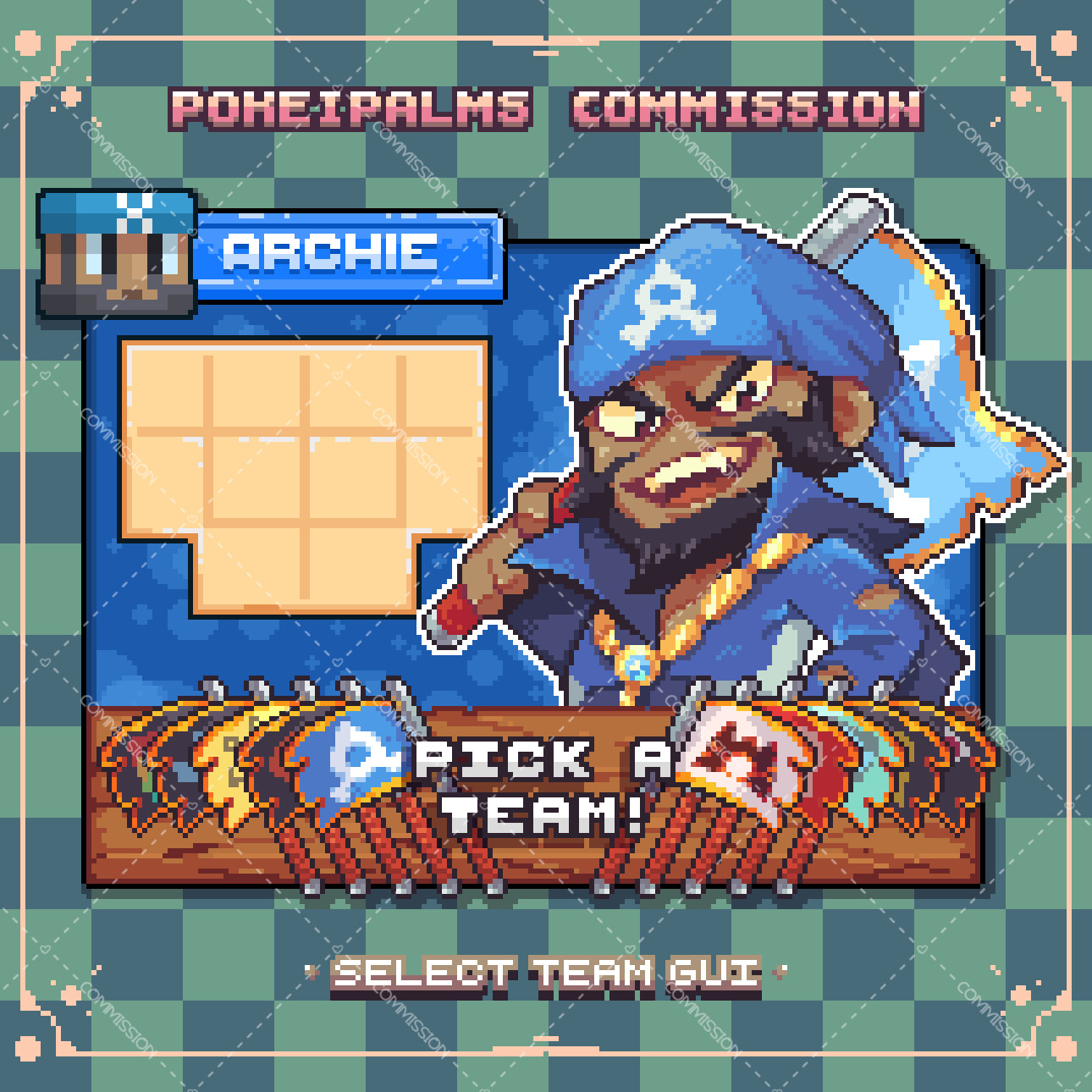 ArtStation - Minecraft GUI - PokeIslands Team Select Commission