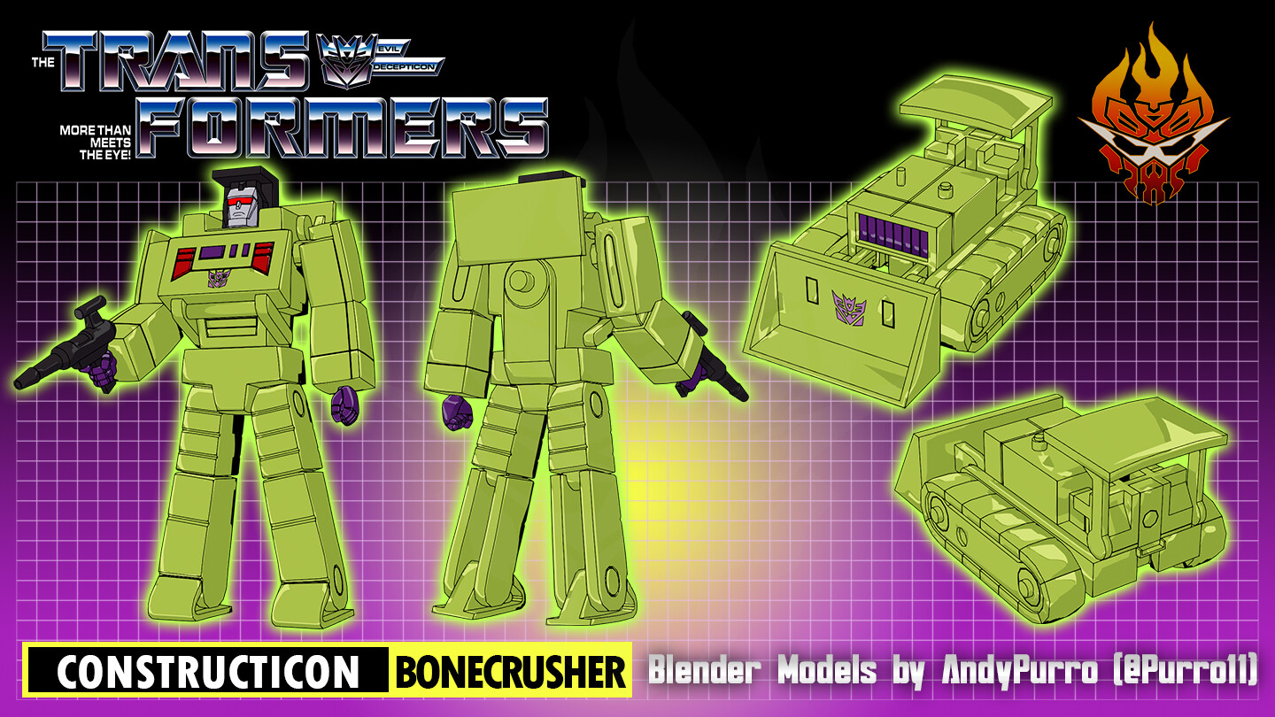 Andrew Au - Transformers G1 Devastator + Constructicons [Blender Models]