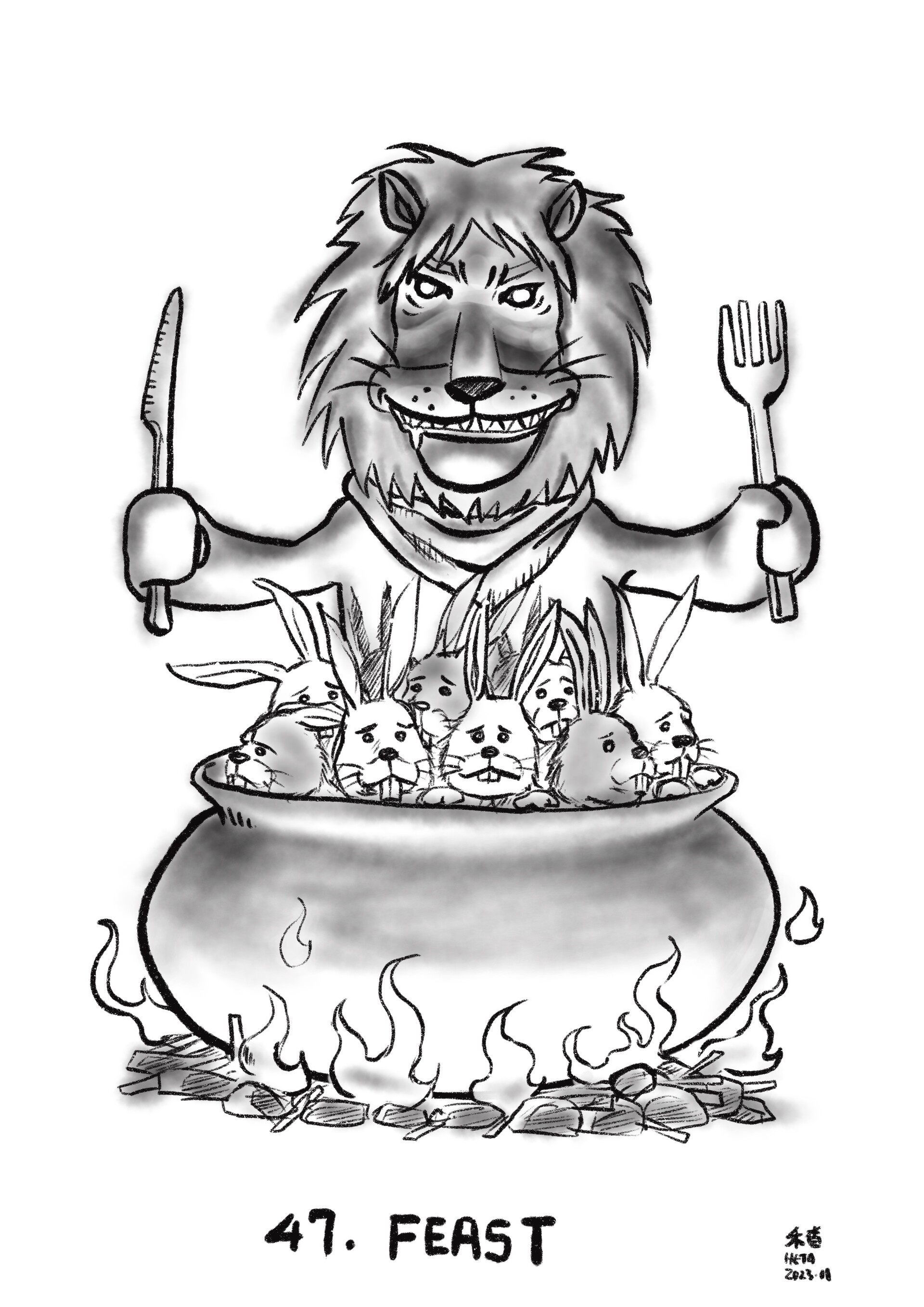 ArtStation - Inktober52 Drawing week 47 "Feast"