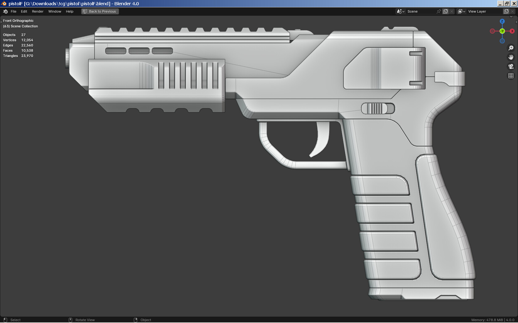 Duster - Sci-Fi / Cyberpunk Pistol - Blender 3D Model
