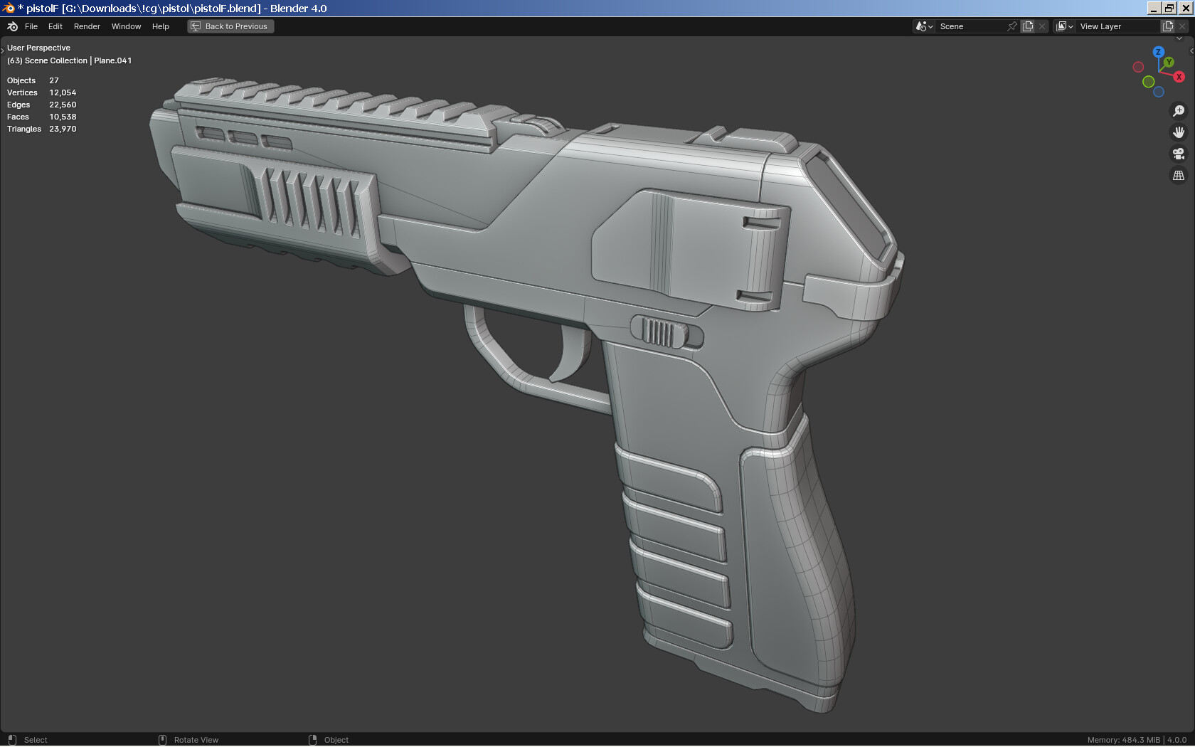 Duster - Sci-Fi / Cyberpunk Pistol - Blender 3D Model