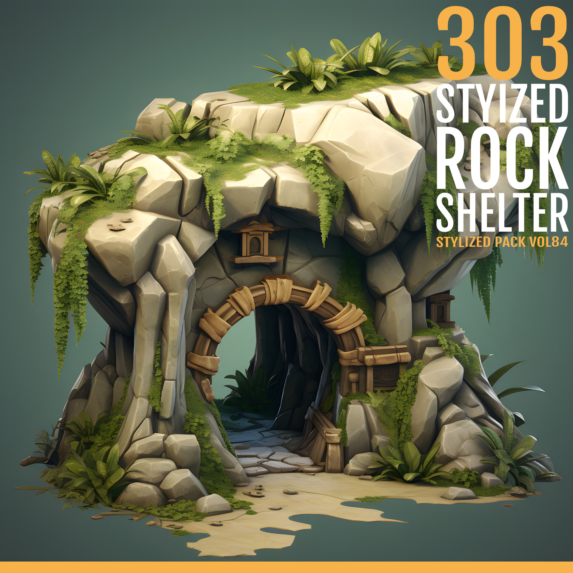 ArtStation - 303 Stylized Rock Shelter VOL84