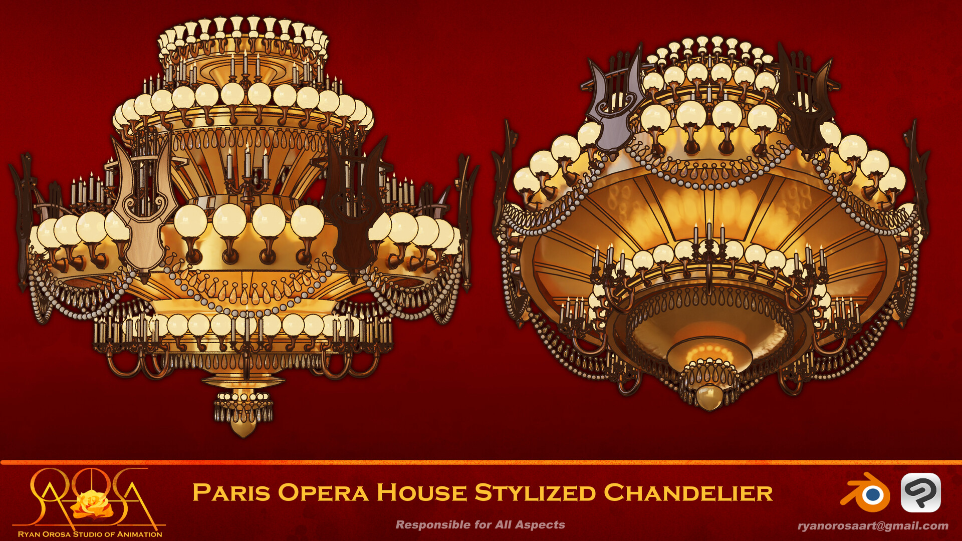 ArtStation - Paris Opera House Stylized Chandelier