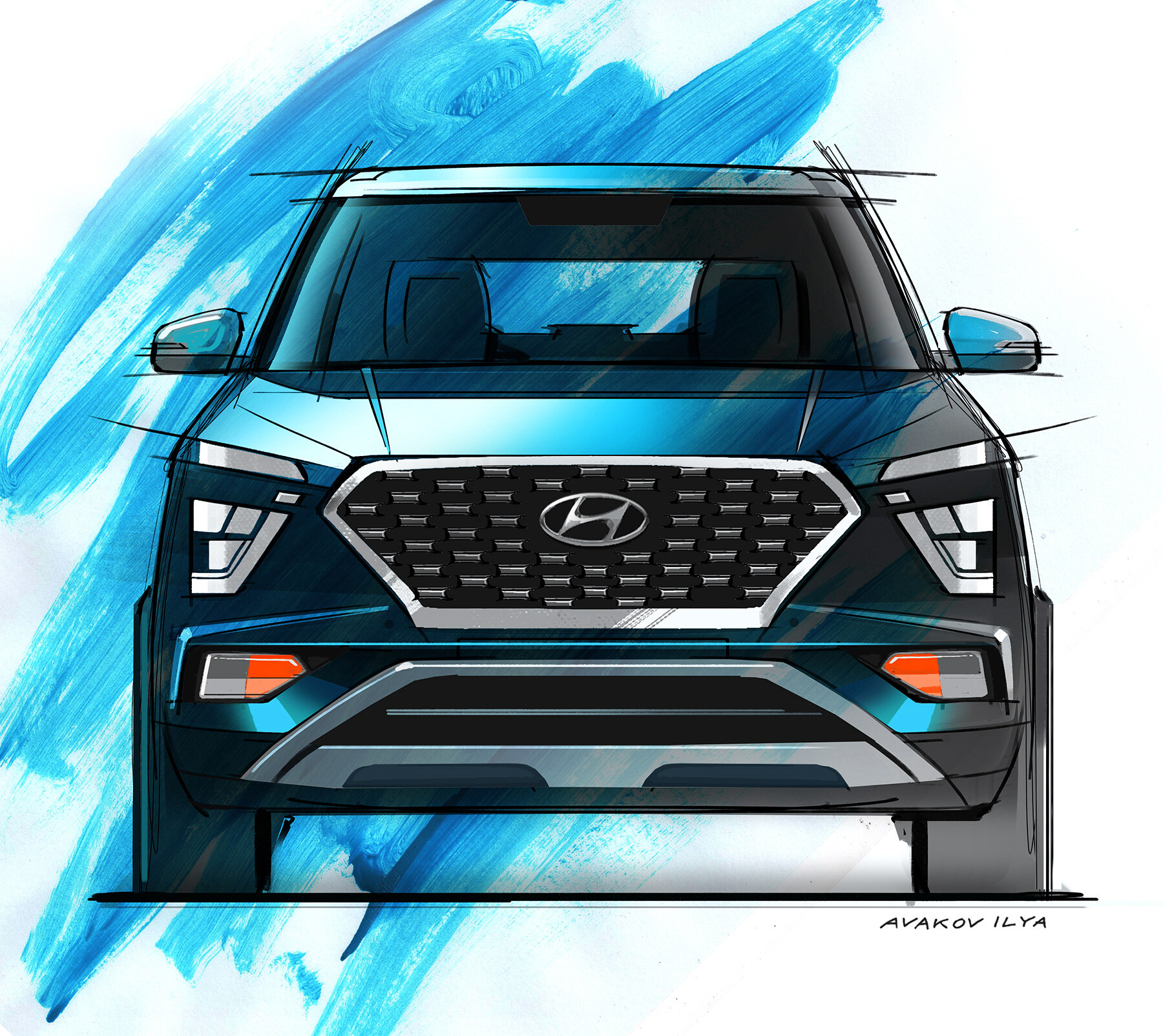 ArtStation - Car illustration Hyundai Creta, Social media video