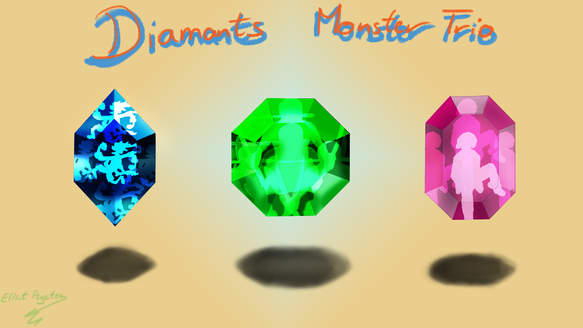 ArtStation - The Monster Trio as Gems