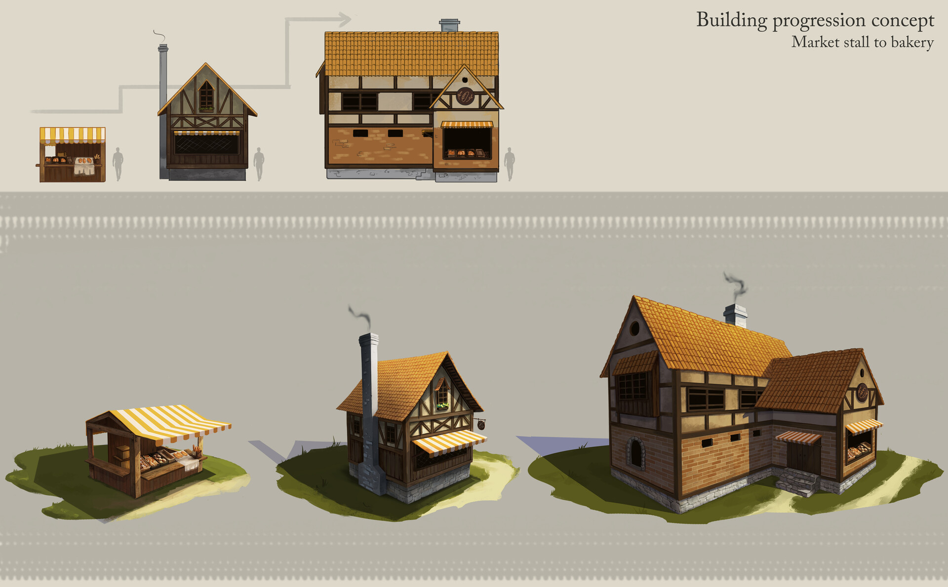 ArtStation - Market Stall to Bakery - Building Progression Concept