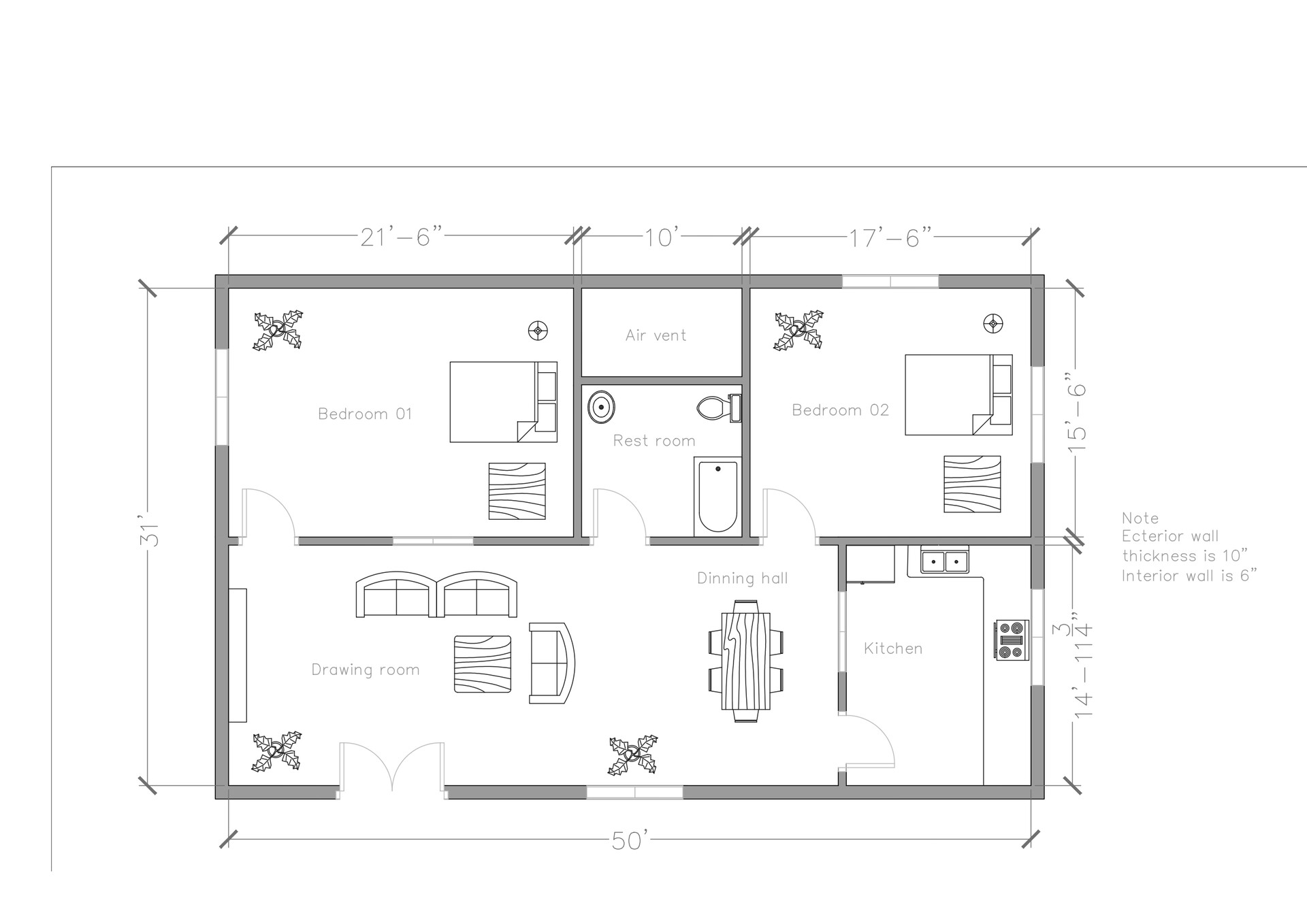 ArtStation - Autocad Floor plan Practise