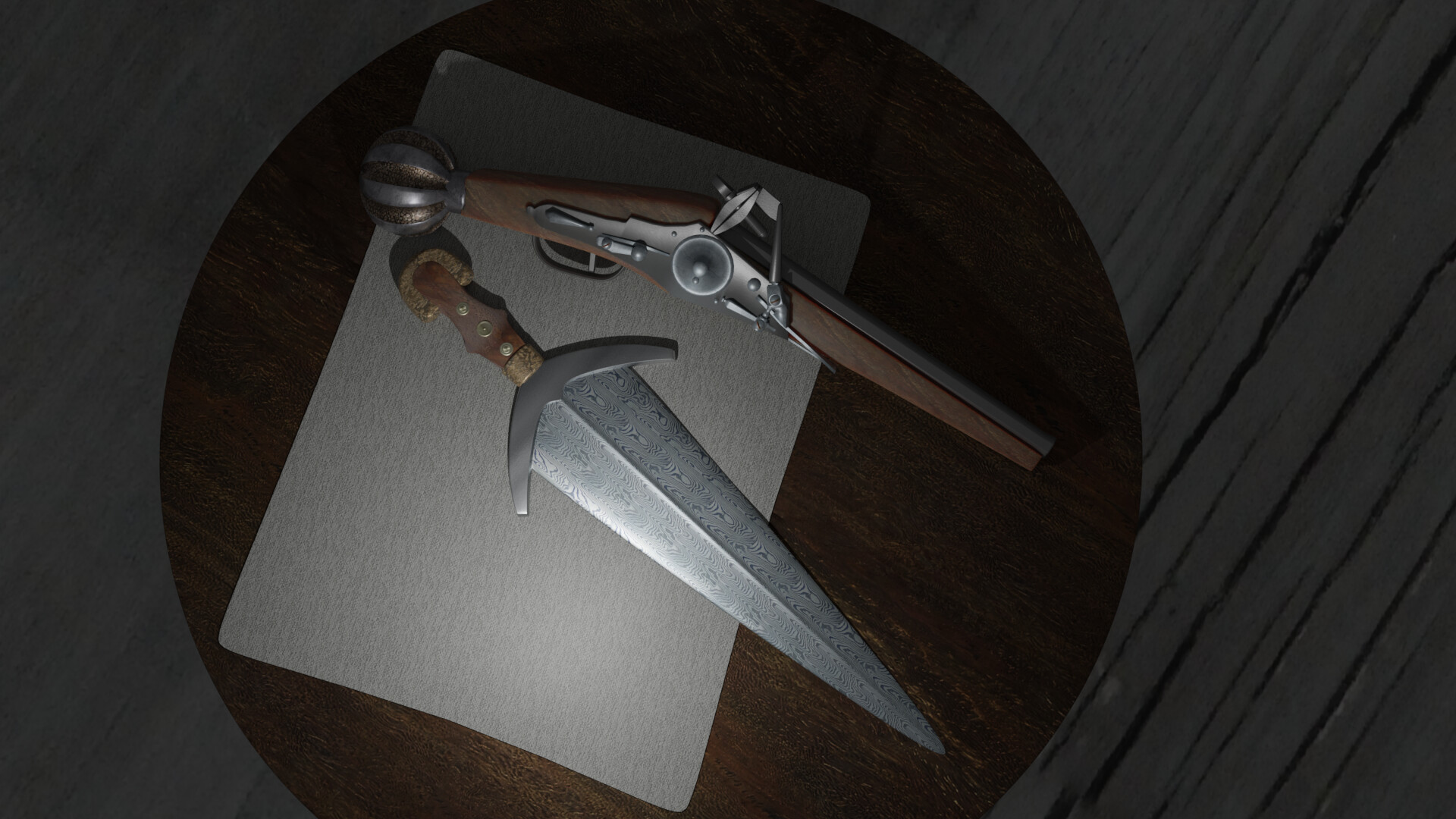 ArtStation - XVI Century Flintlock Pistol and Cinquedea