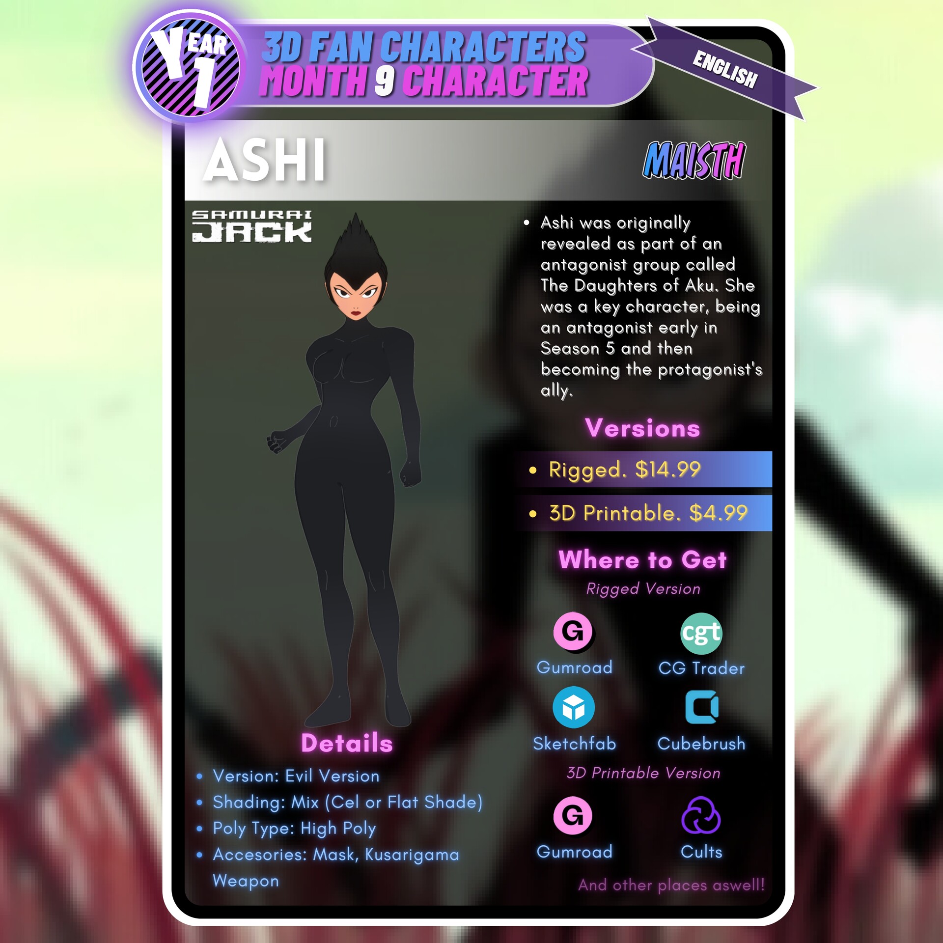 Martin Herrera - Ashi | Maisth's 3D Fan Characters | Samurai Jack