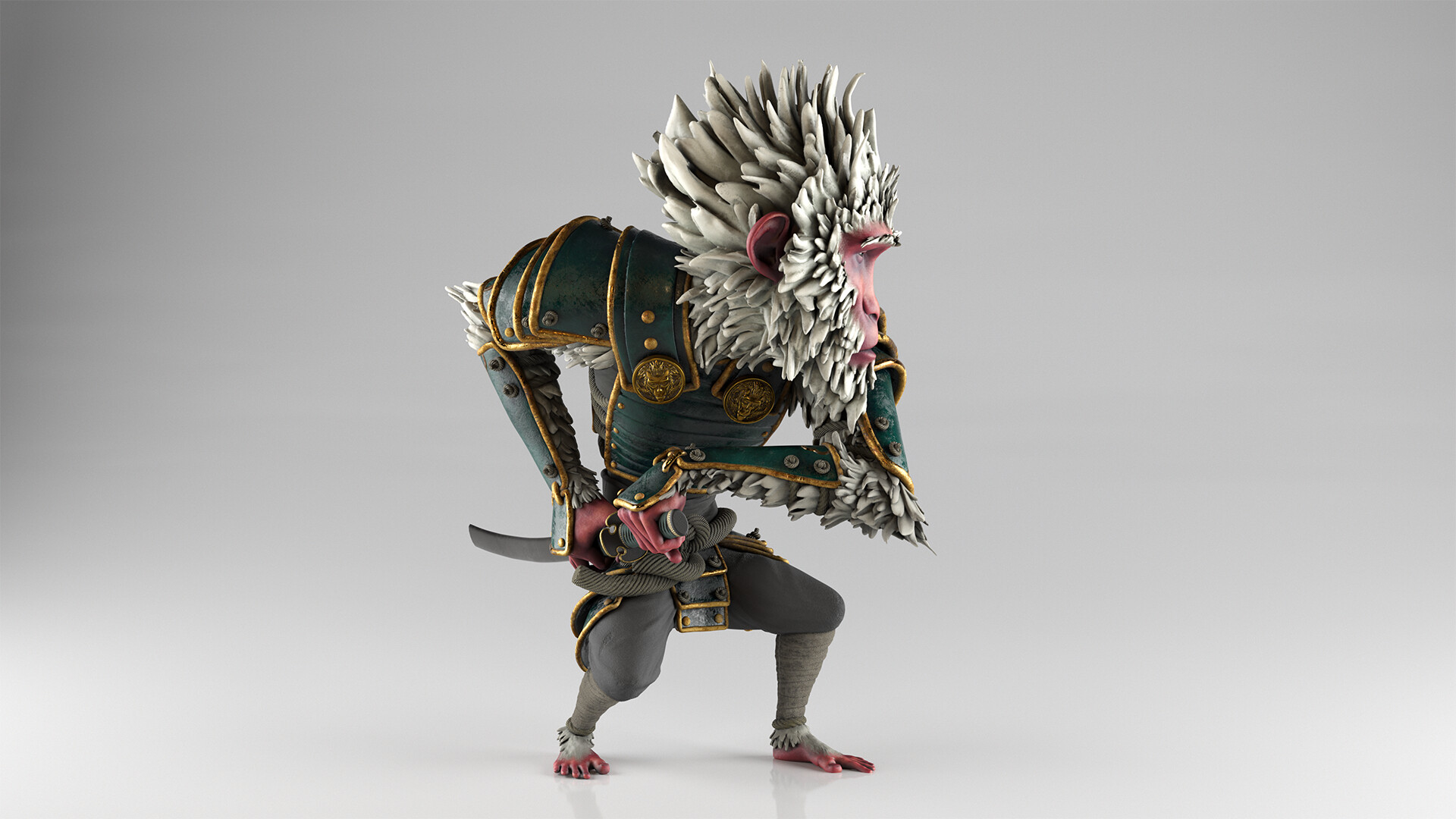 Pablo Munoz Artwork - stylised samurai monkey